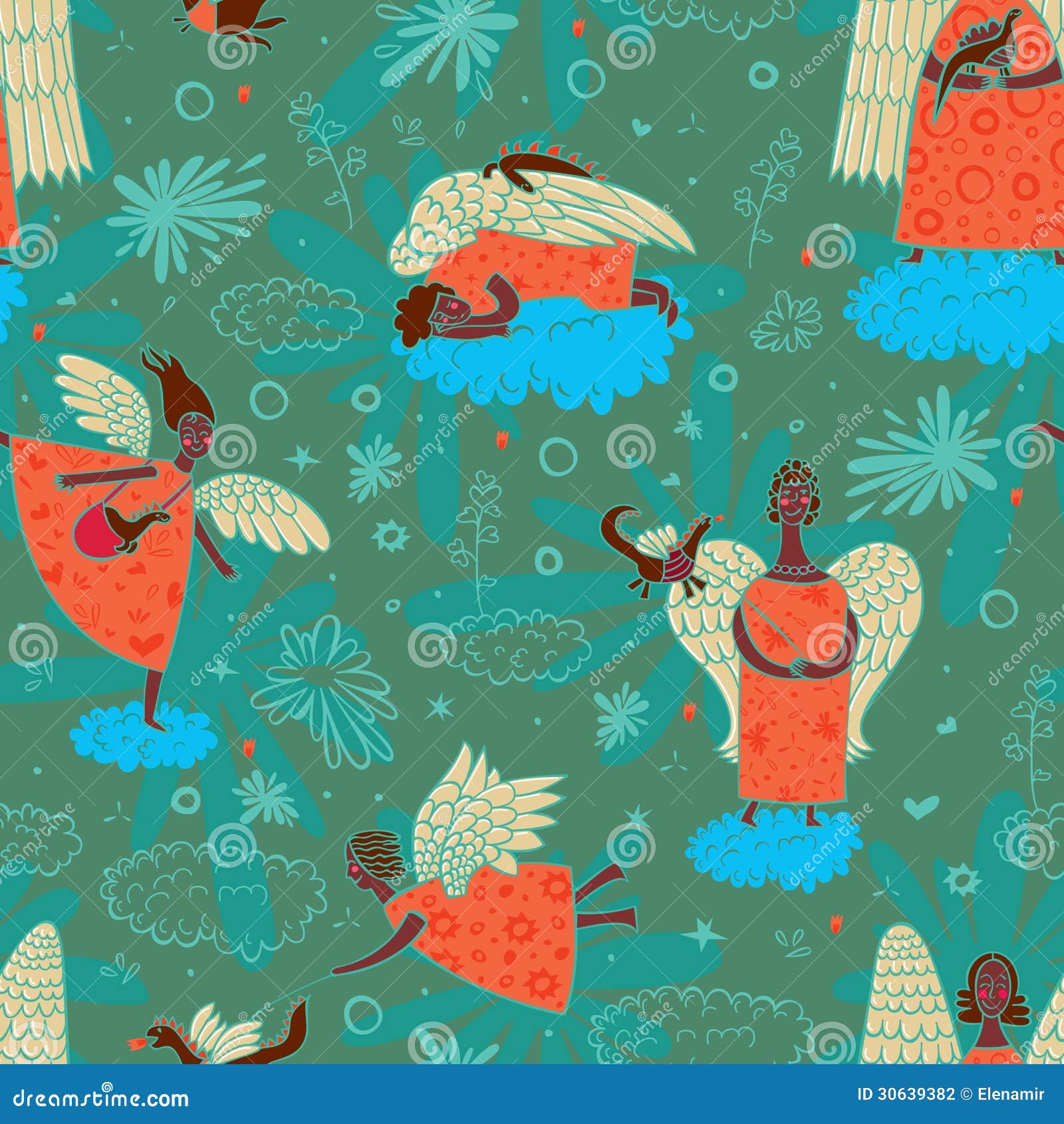 Seamless Angels Heart Background Stock Illustrations – 288 Seamless ...