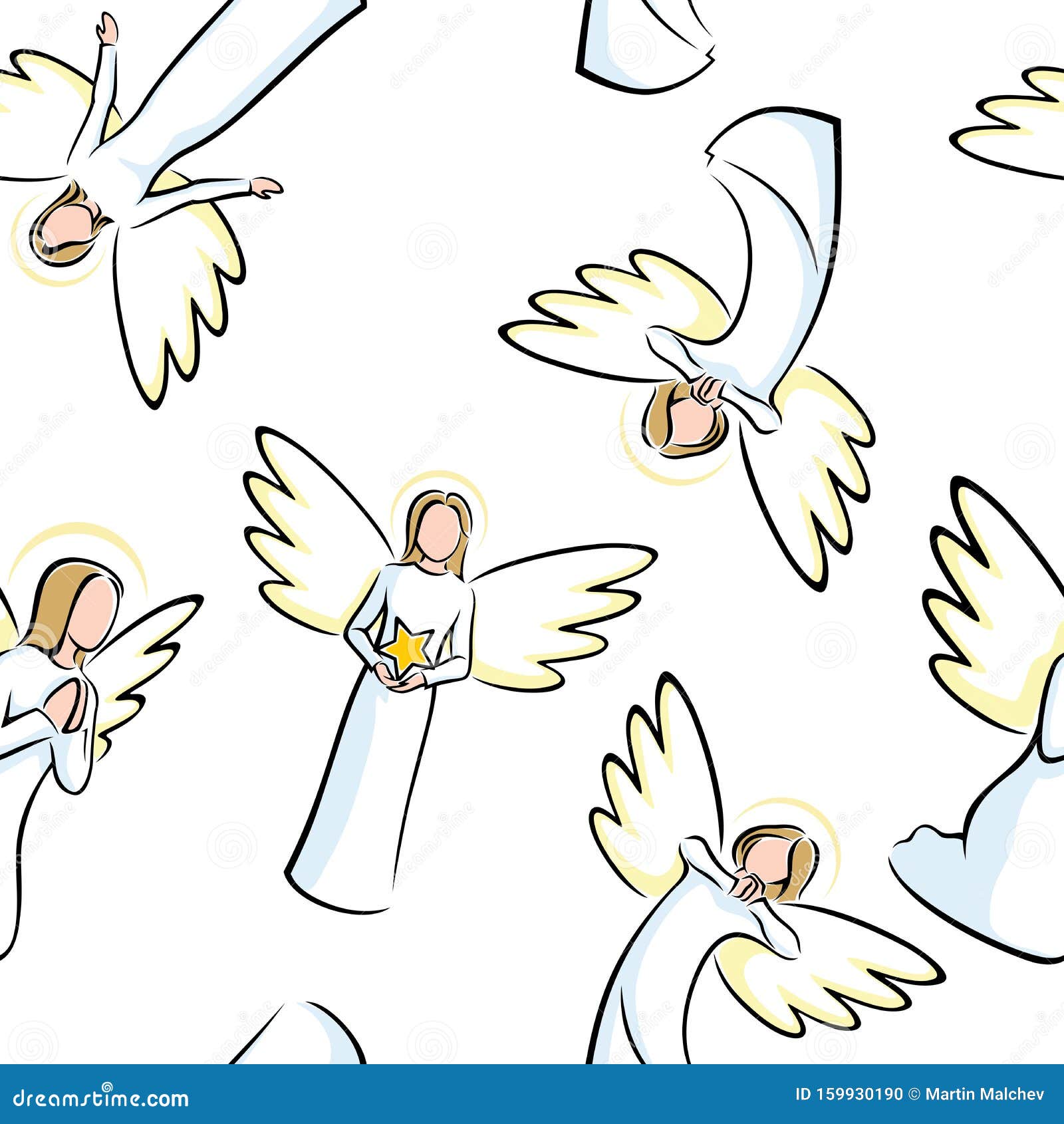 Angels Seamless Pattern stock vector. Illustration of religion - 159930190