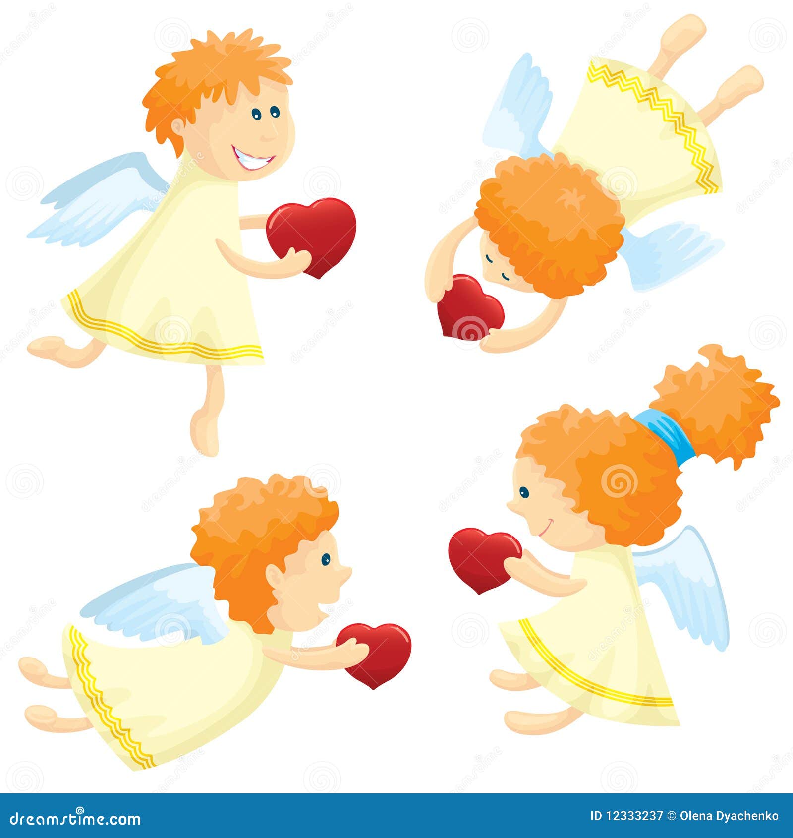 Angels set stock vector. Illustration of flirting, girl - 12333237