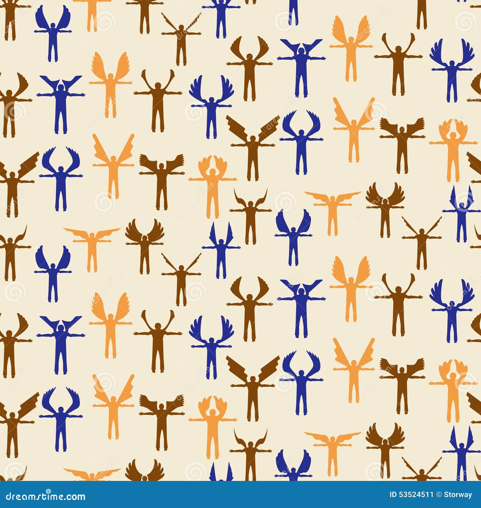 Angels Silhouette Icon Set Seamless Texture. Different Wing Styles ...