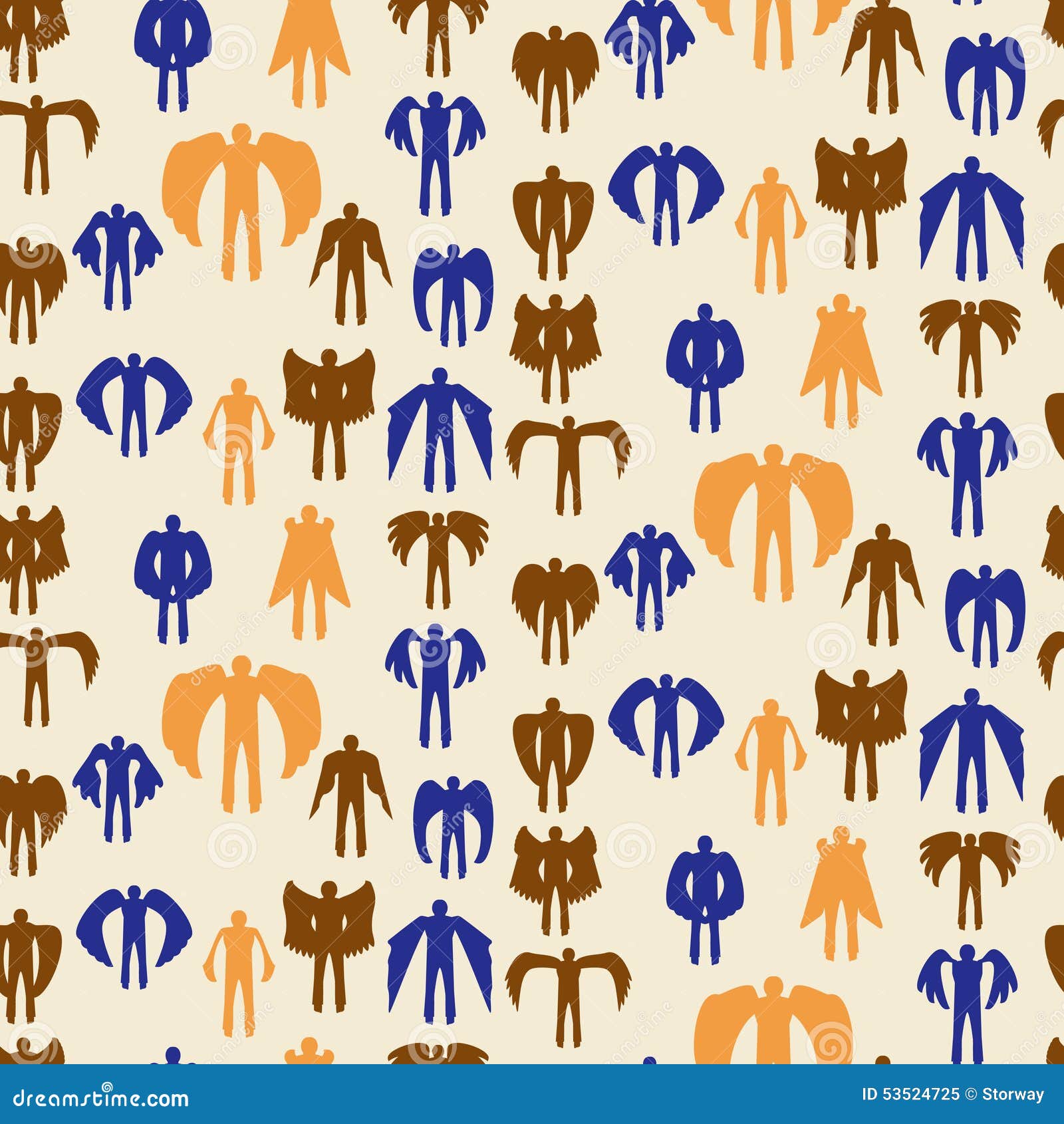 Angels Silhouette Icon Set Seamless Texture. Different Wing Styles ...