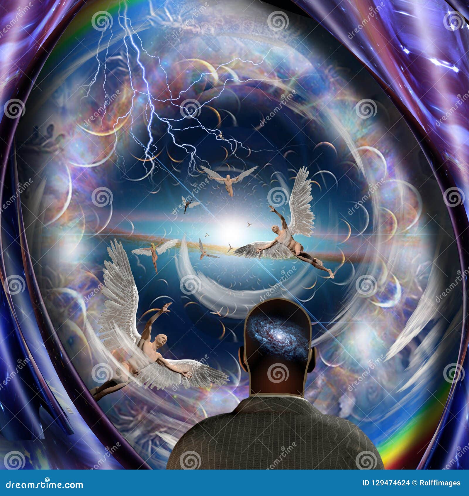 Angels from space stock illustration. Illustration of colorful - 129474624