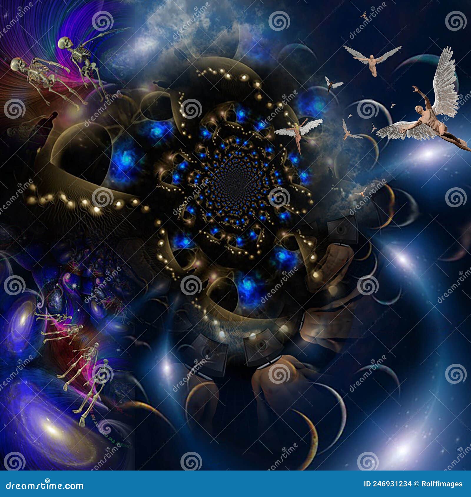 Angels in Vortex of Eternity Stock Illustration - Illustration of ...
