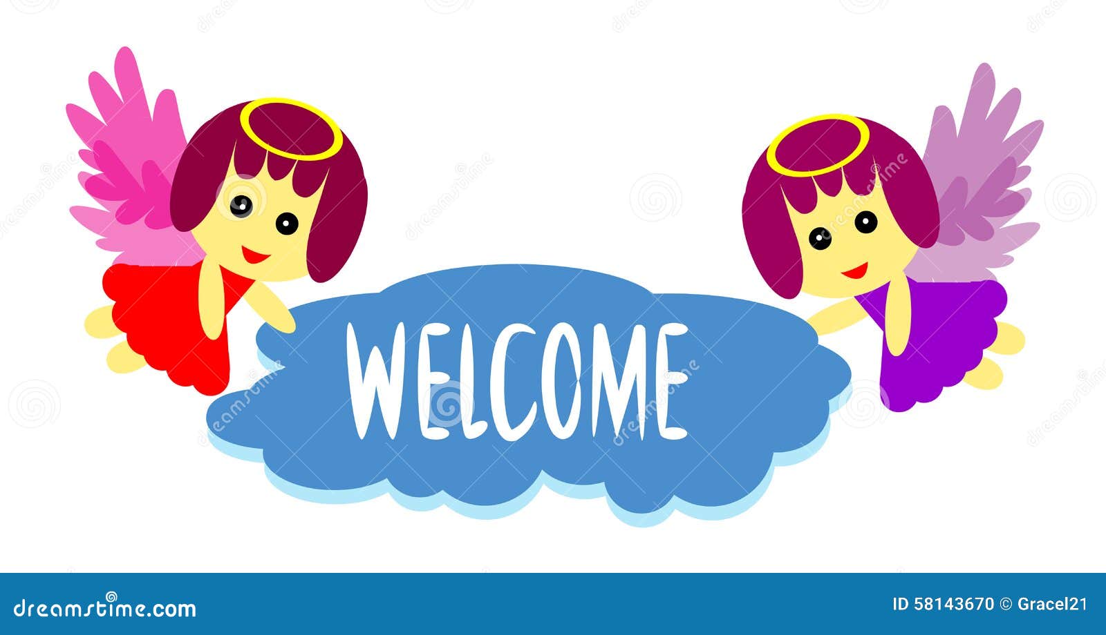 Angels with welcome word stock vector. Illustration of banner - 58143670