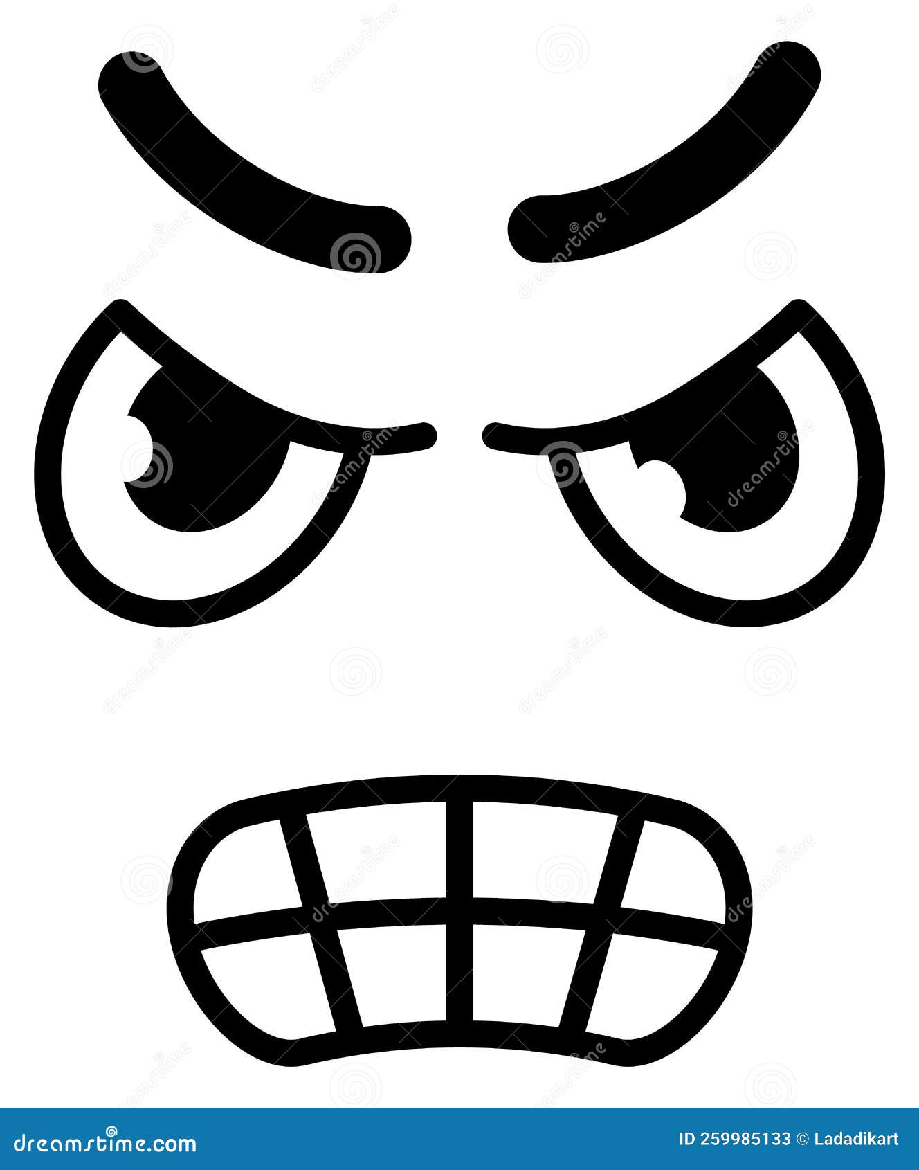 Anger Emotion Doodle. Iritated Face Stock Vector - Illustration of ...