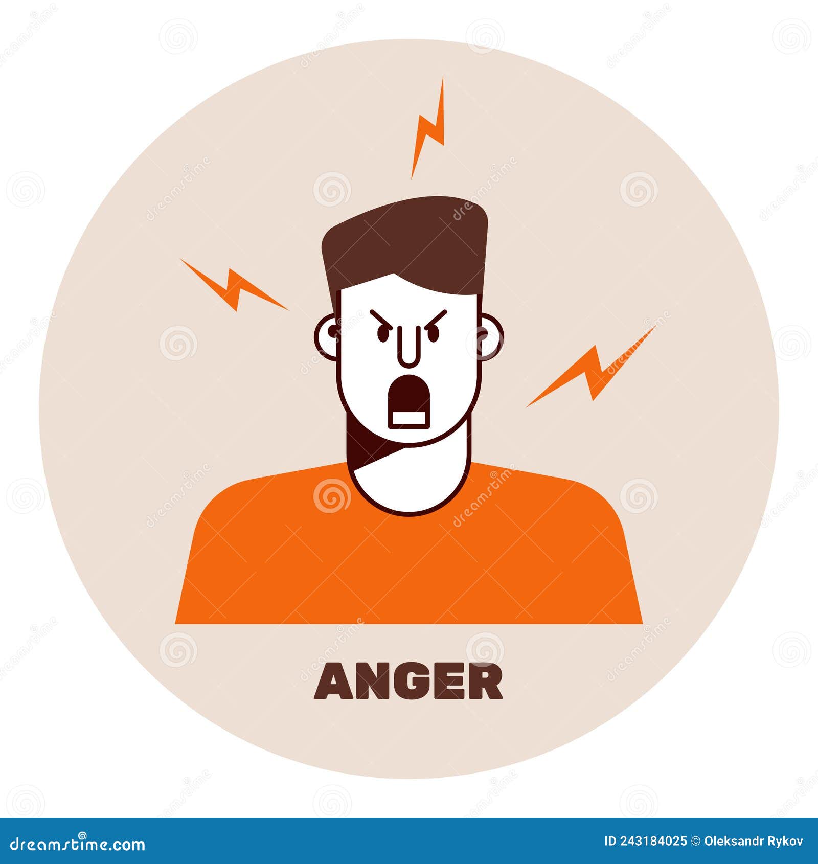 Anger emotion icon, stock vector. Illustration of concept - 243184025