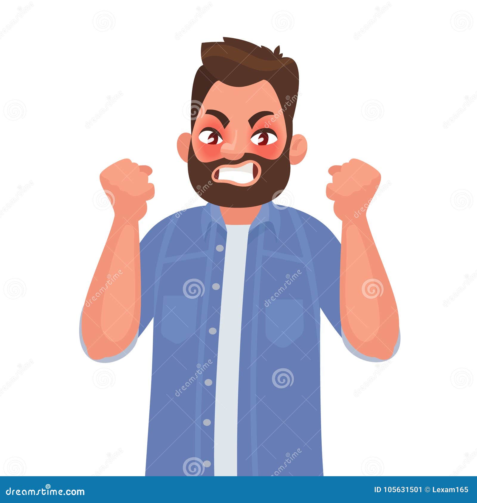 Anger. the Evil Man Expresses His Negative Emotions Stock Illustration ...