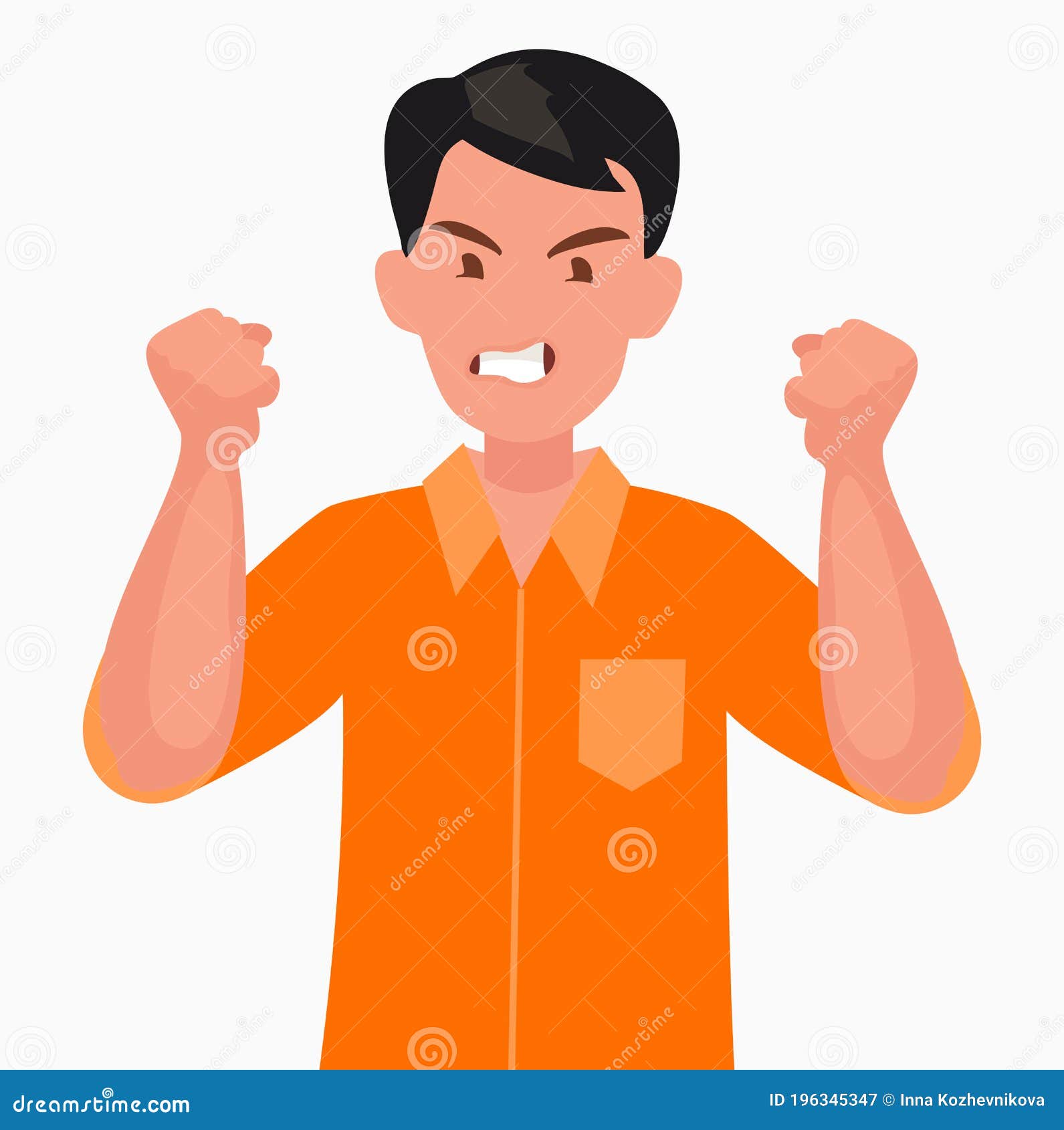 Anger. The Evil Man Expresses His Negative Emotions. Vector ...