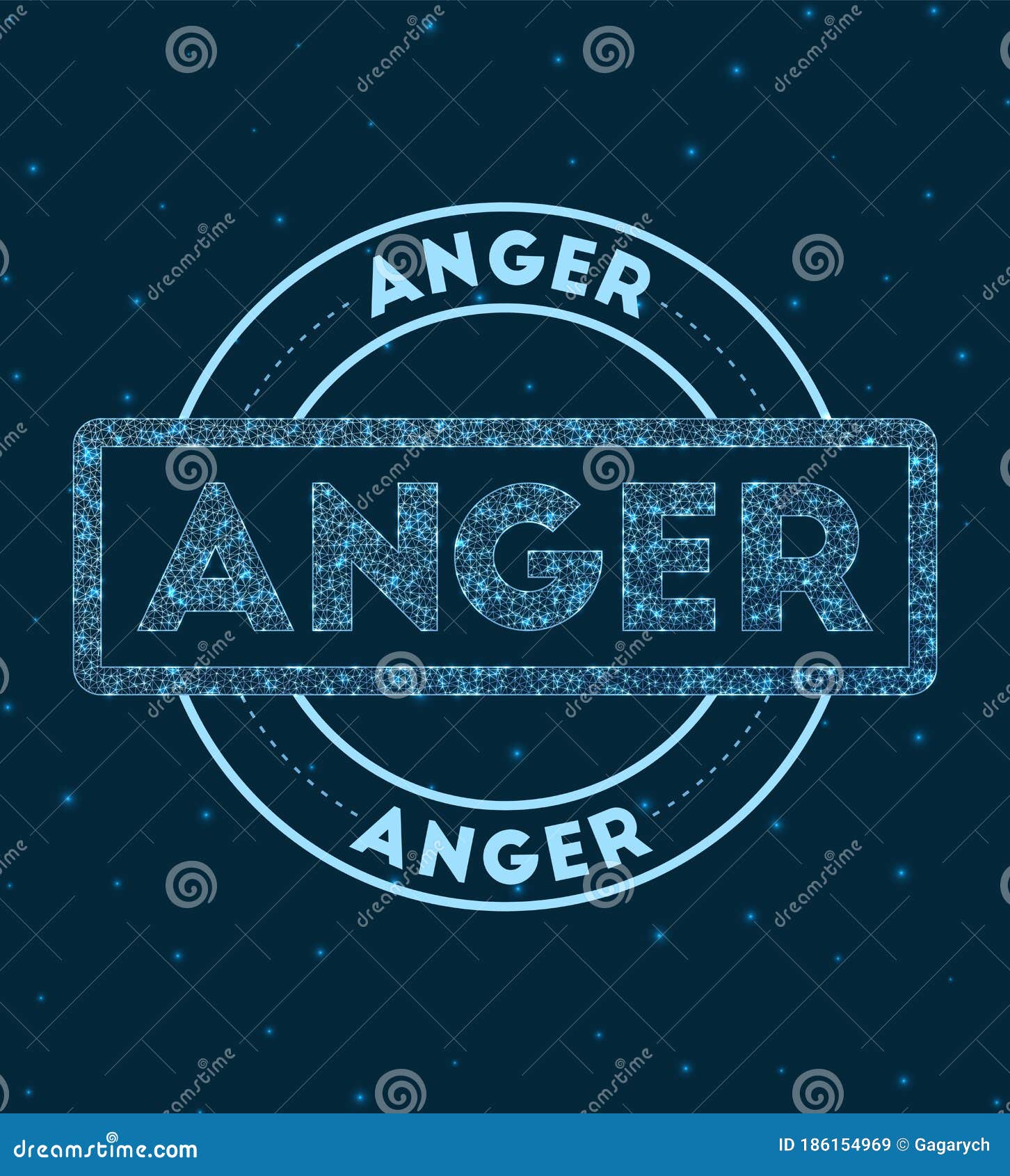 Anger. Glowing round badge stock vector. Illustration of computing ...