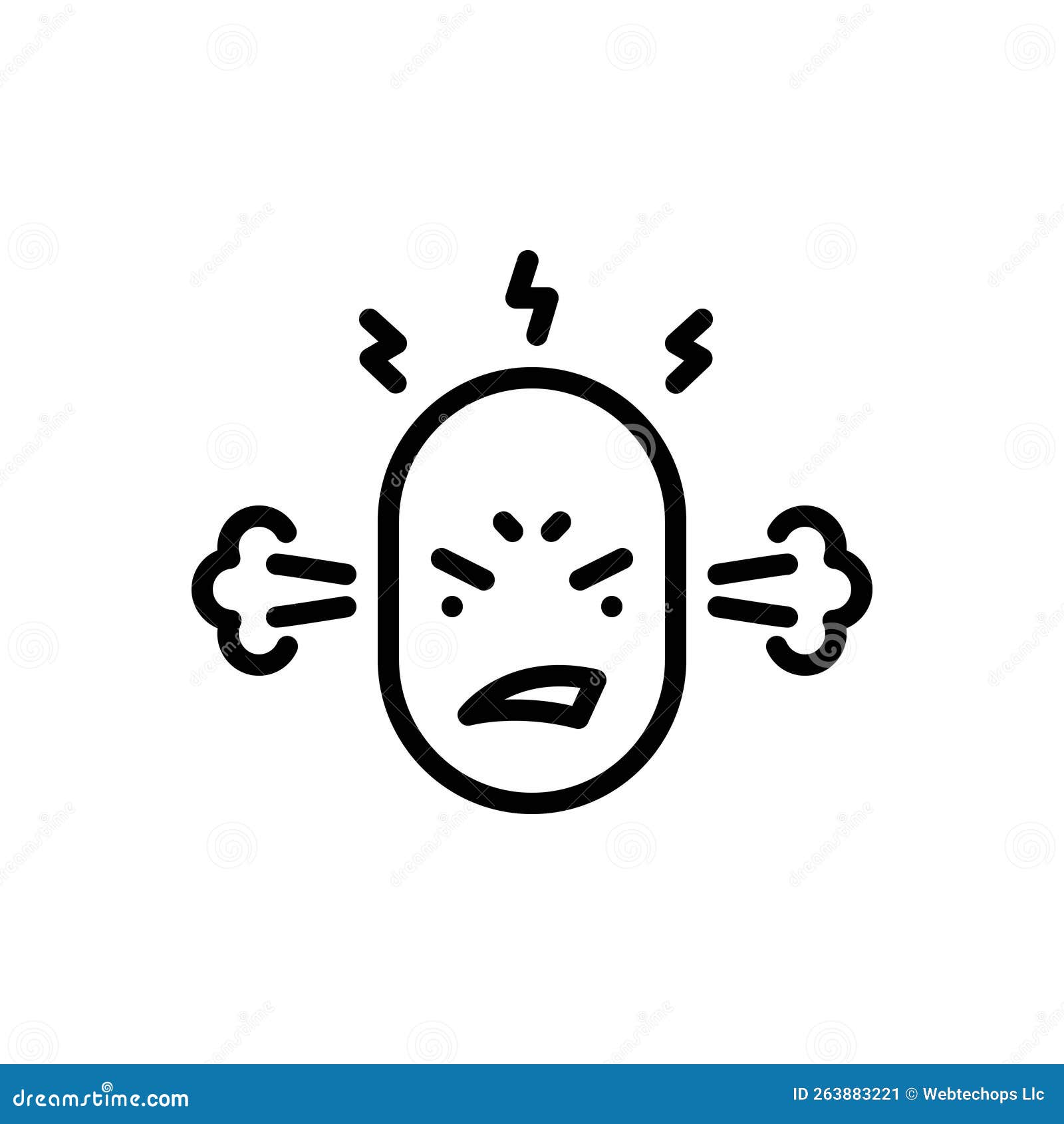 Black Line Icon for Anger, Angry and Mad Stock Vector - Illustration of ...