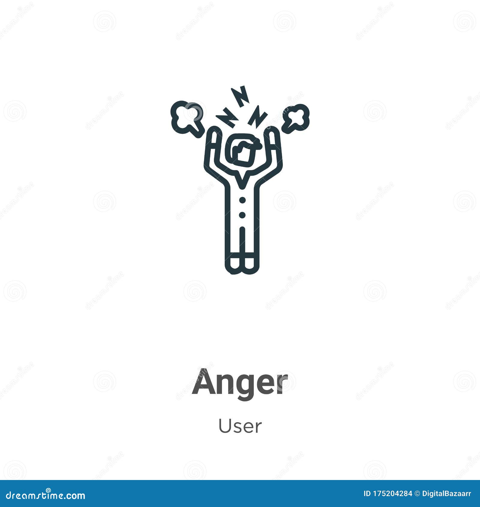 Anger Outline Vector Icon. Thin Line Black Anger Icon, Flat Vector ...