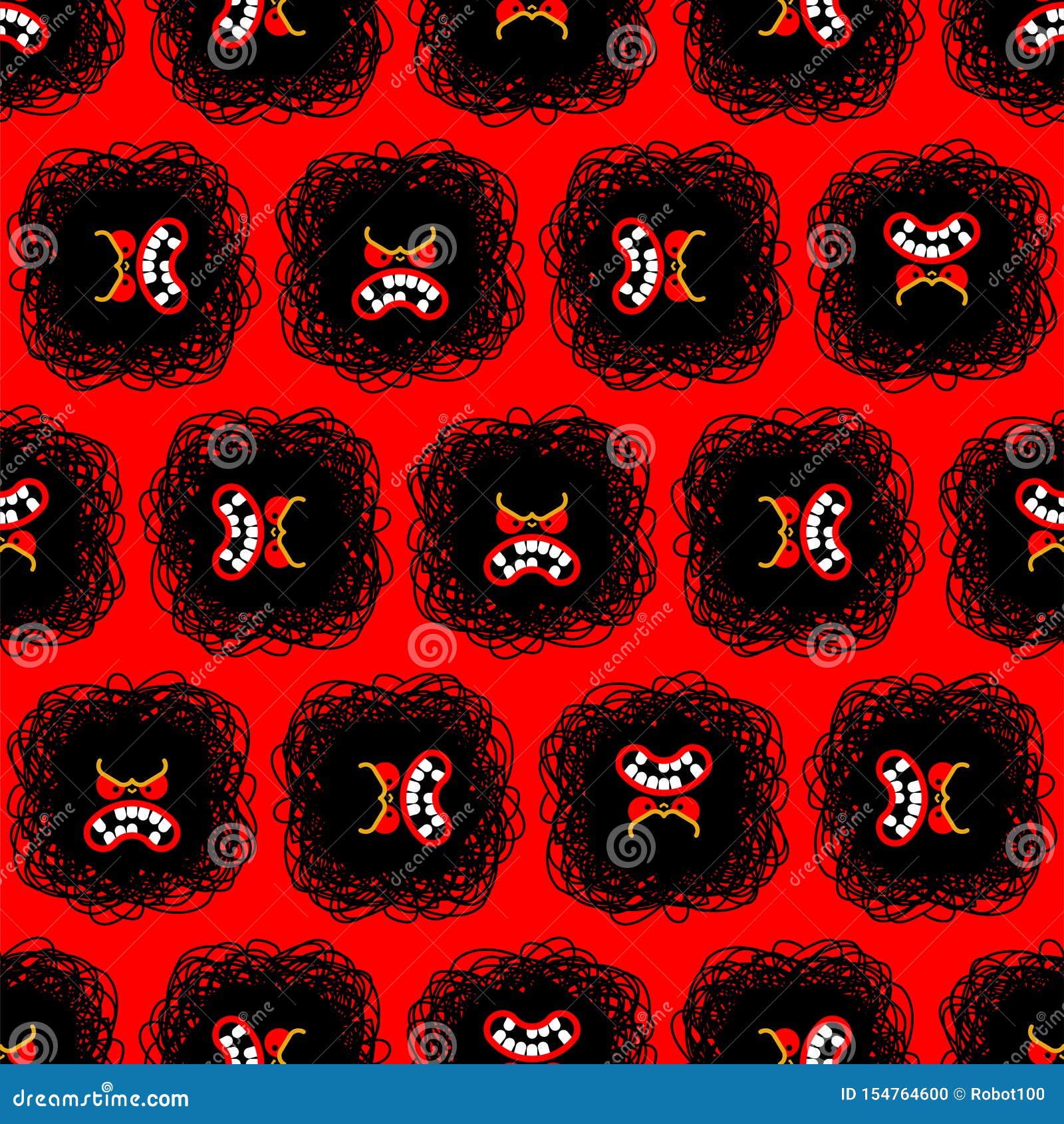Anger Red Pattern Seamless. Evil Background. Vector Texture ...