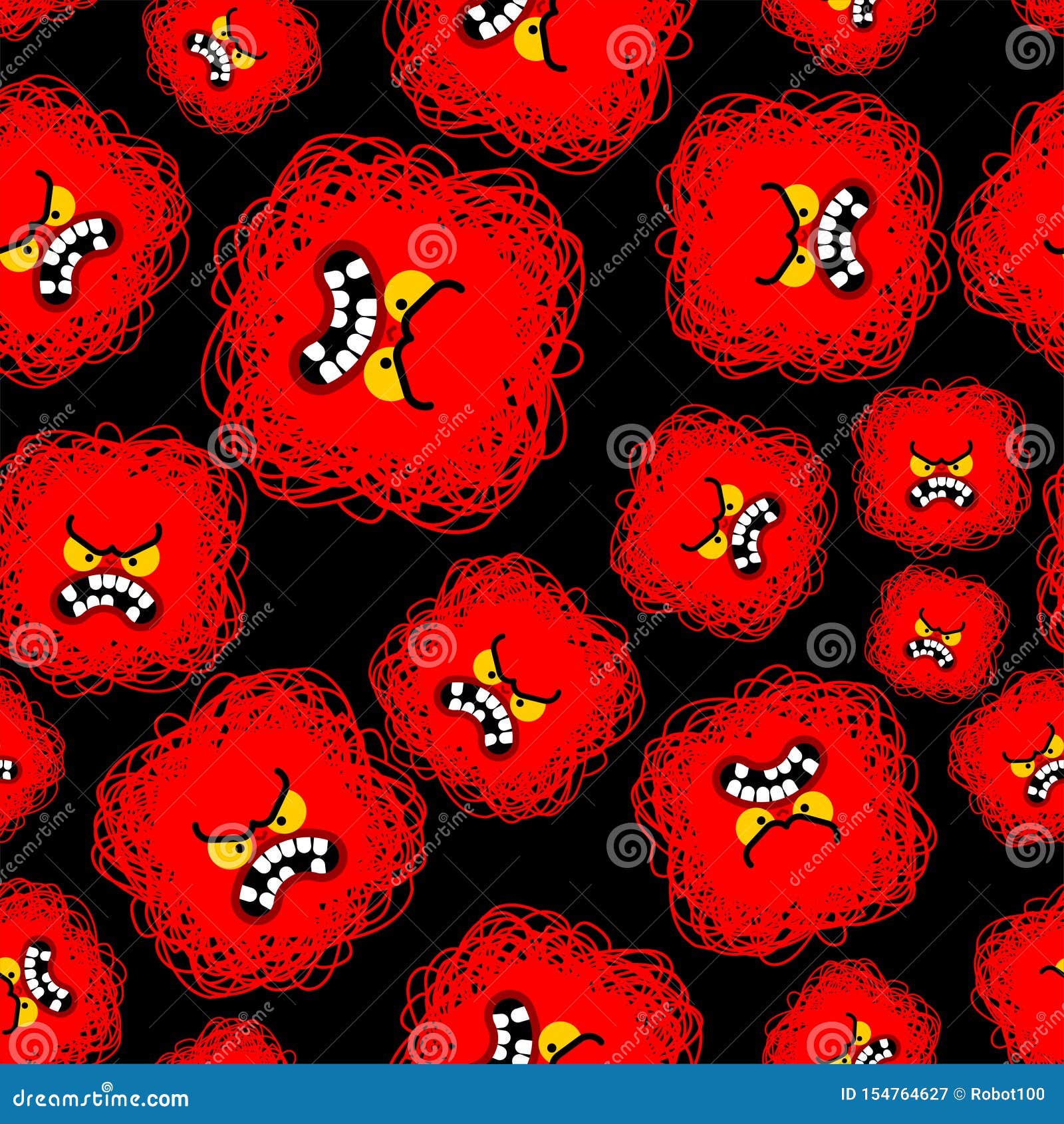 Anger Red Pattern Seamless. Evil Background. Vector Texture ...