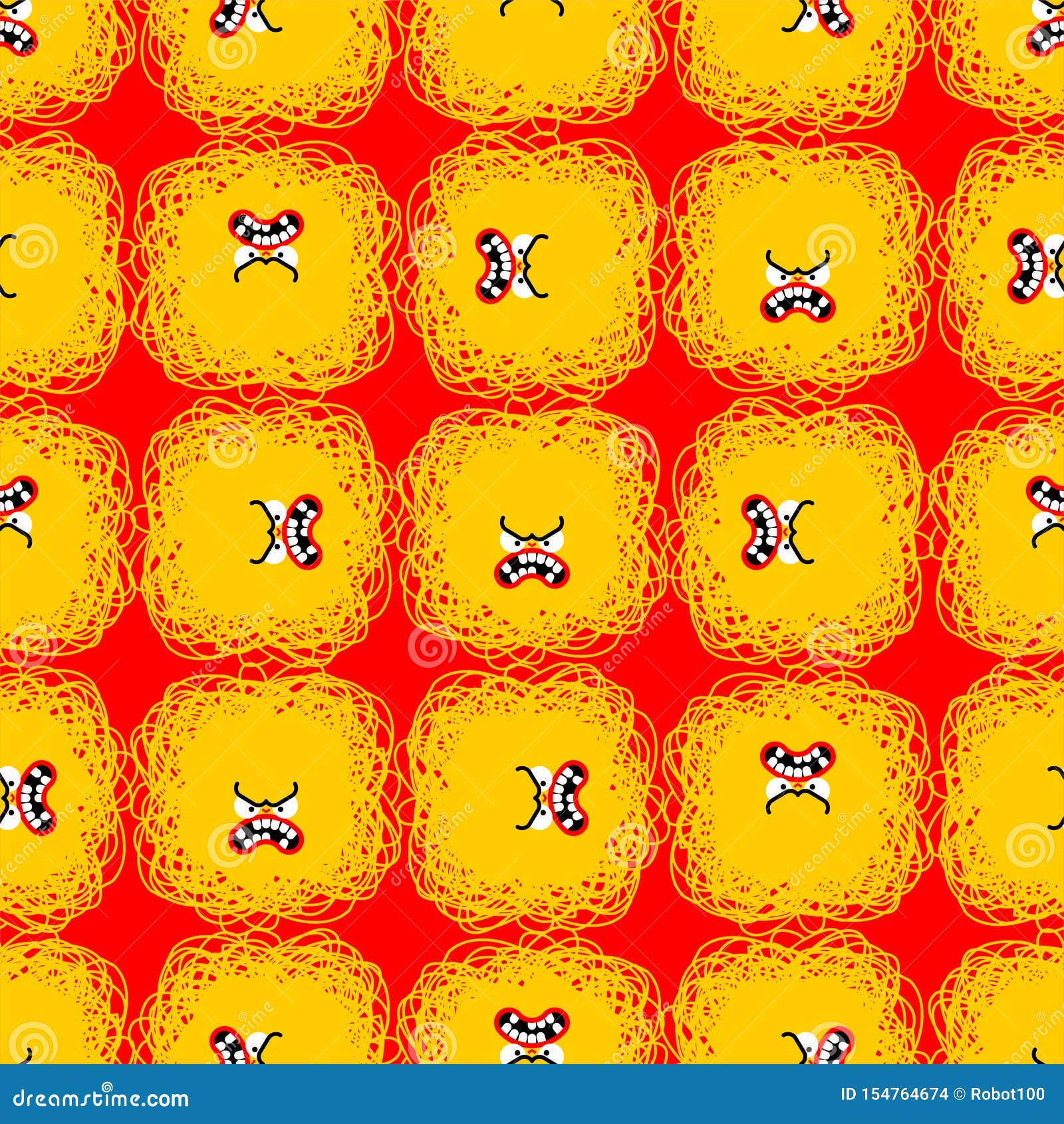 Anger Red Pattern Seamless. Evil Background. Vector Texture ...