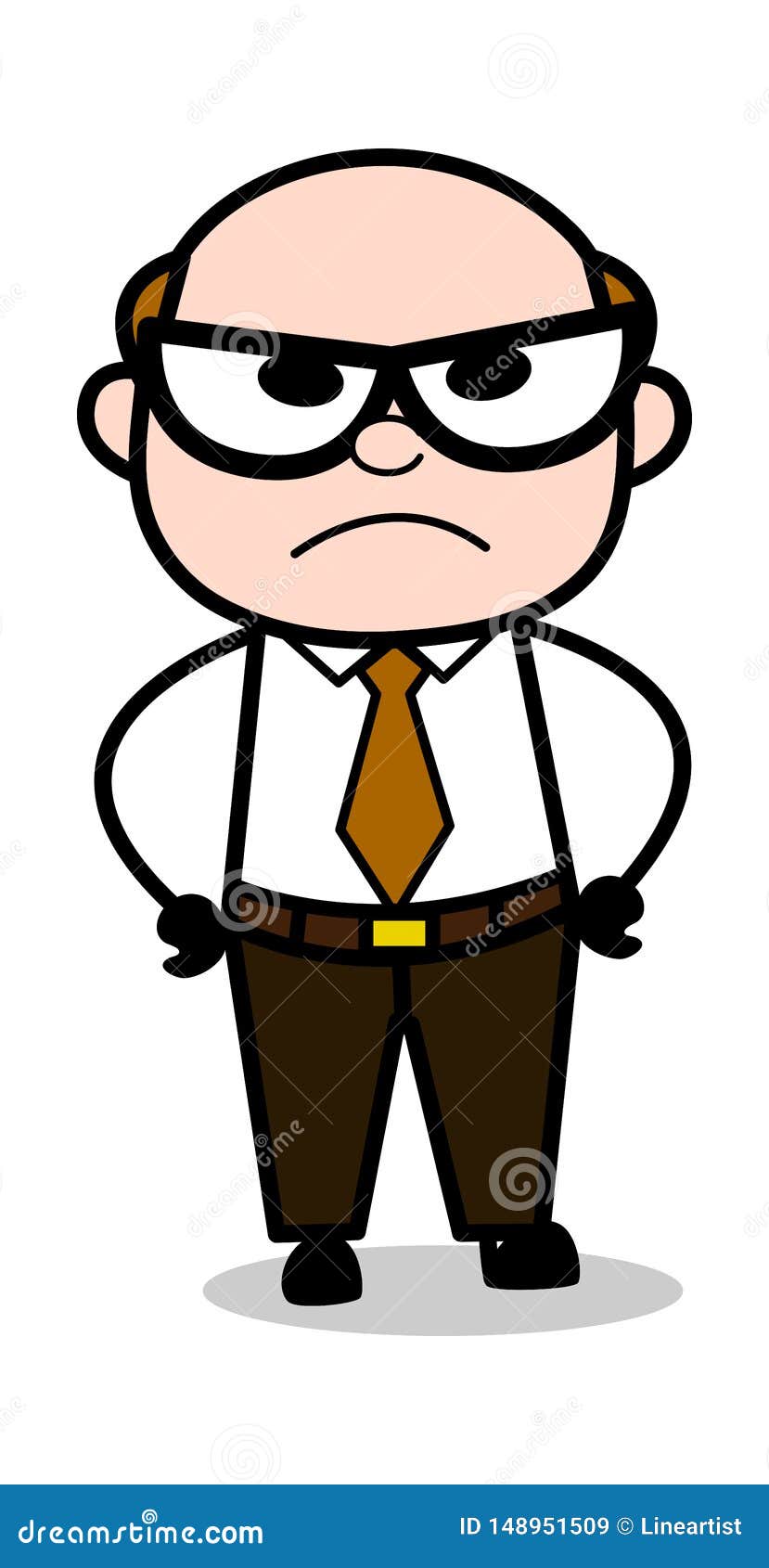 Anger - Retro Cartoon Office Old Boss Man Vector Illustration Stock ...