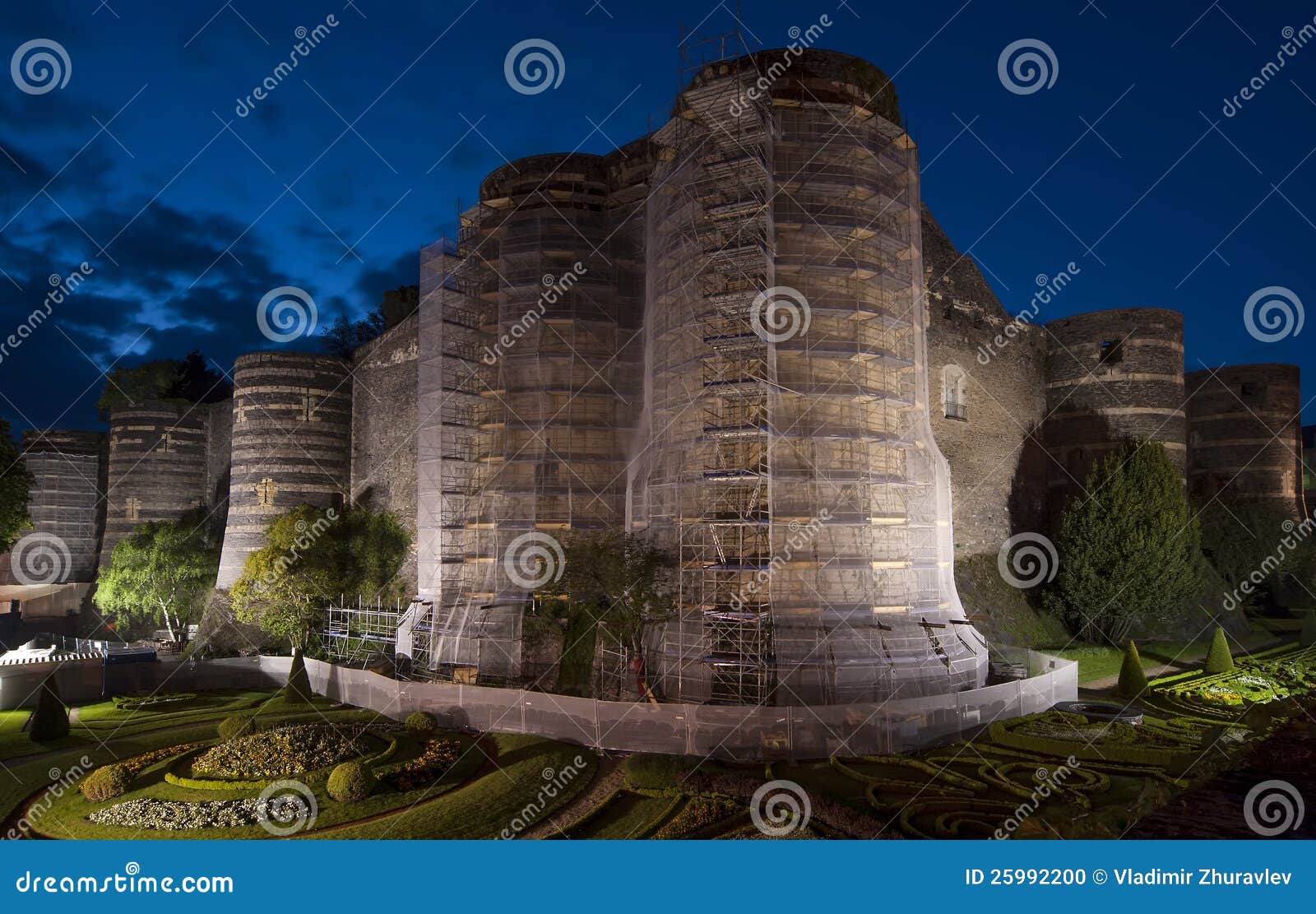 Angers Castle at Night, France Stock Photo - Image of architecture ...
