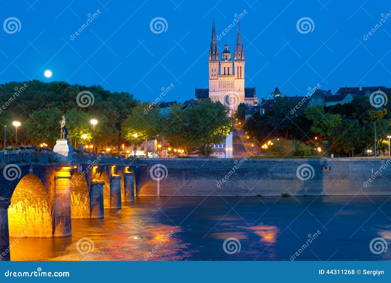 Angers at a summer night stock photo. Image of attraction - 44311268