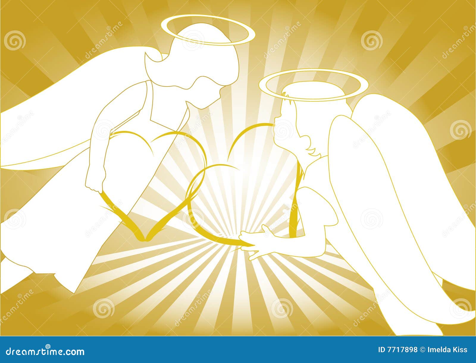 Anges avec le coeur illustration stock. Illustration du lumière - 7717898