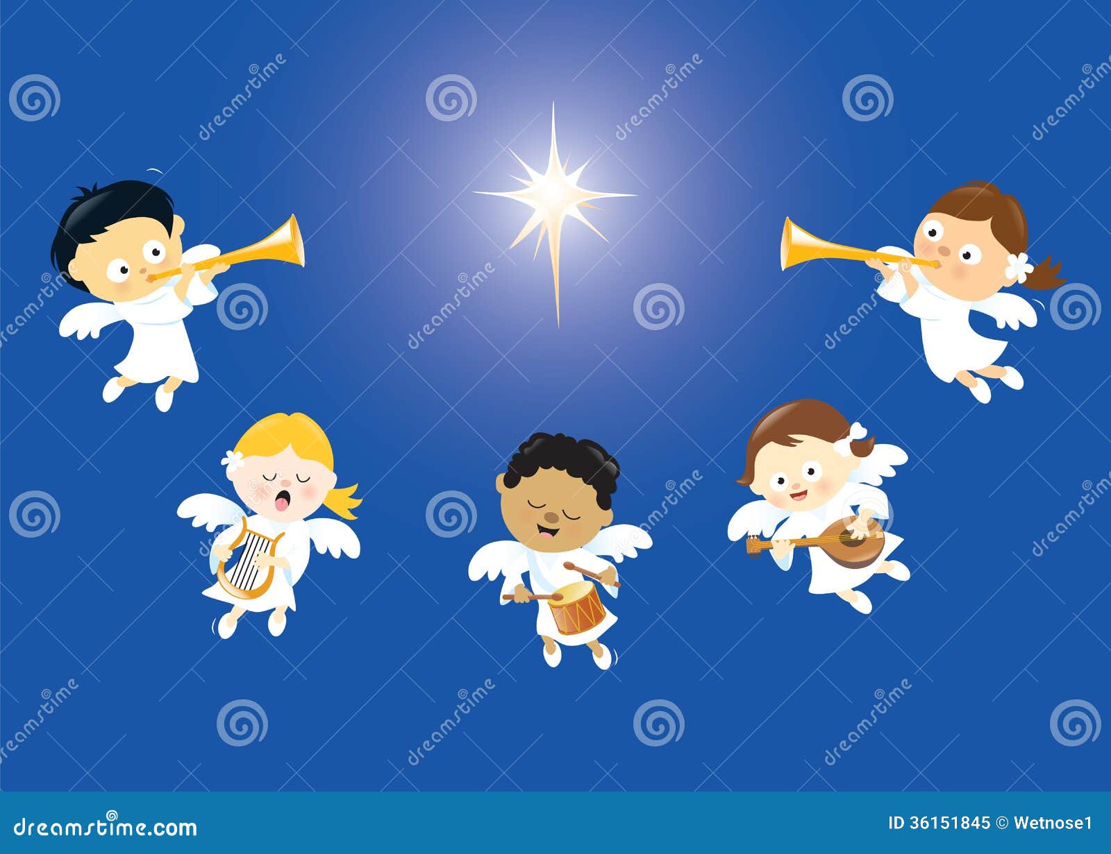 Anges Chantant Et Jouant Des Instruments Illustration de Vecteur ...