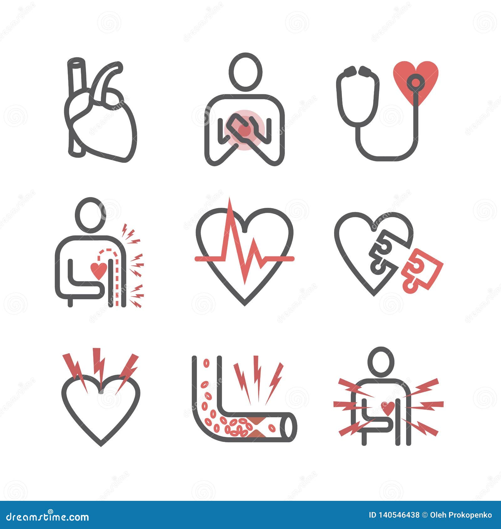 Angina Pectoris Line Icons. Symptoms. Vector Signs For Web Graphics ...