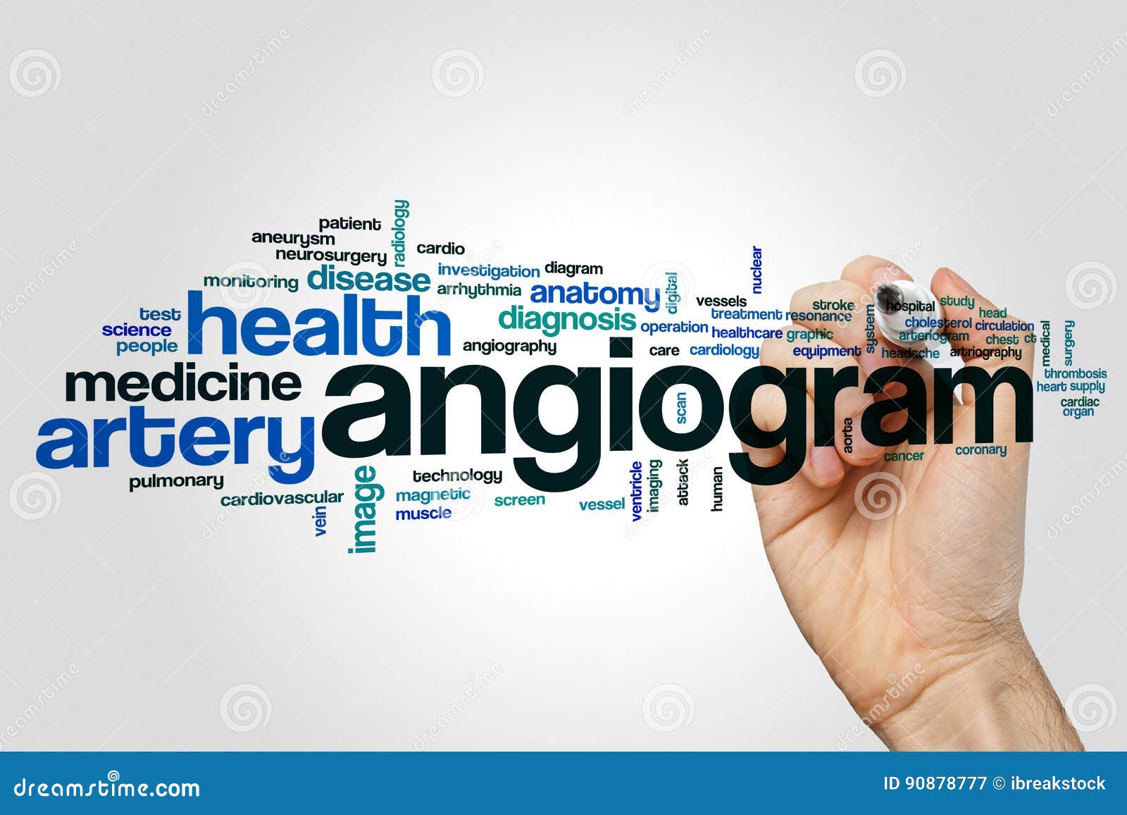 Angiogram Word Cloud Concept on Grey Background Stock Image - Image of ...