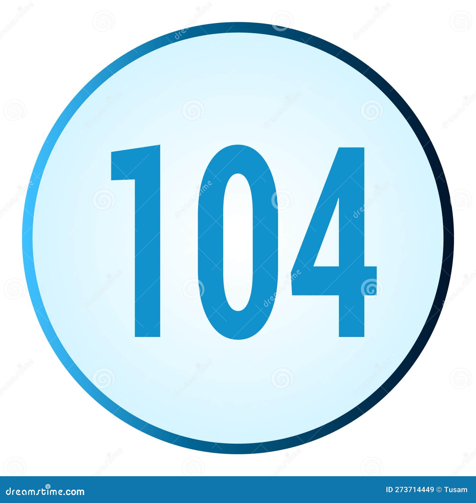 Number 104 Symbol or Logo with Round Frame in Blue Gradient Color Stock ...