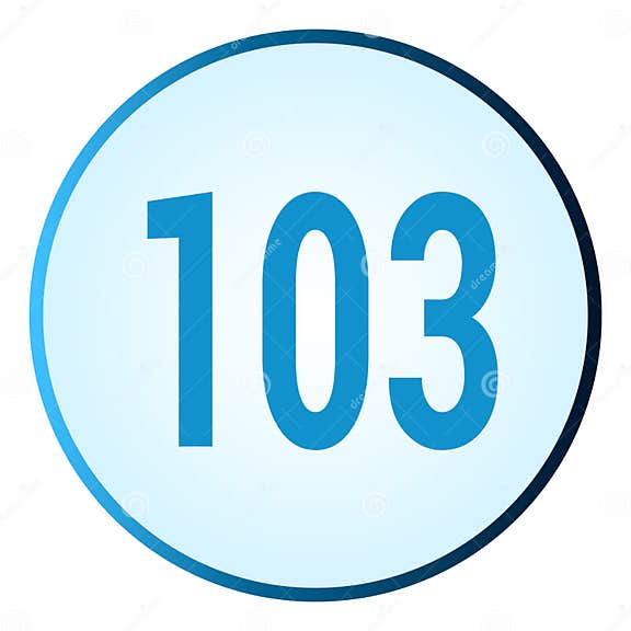 Number 103 Symbol or Logo with Round Frame in Blue Gradient Color Stock ...