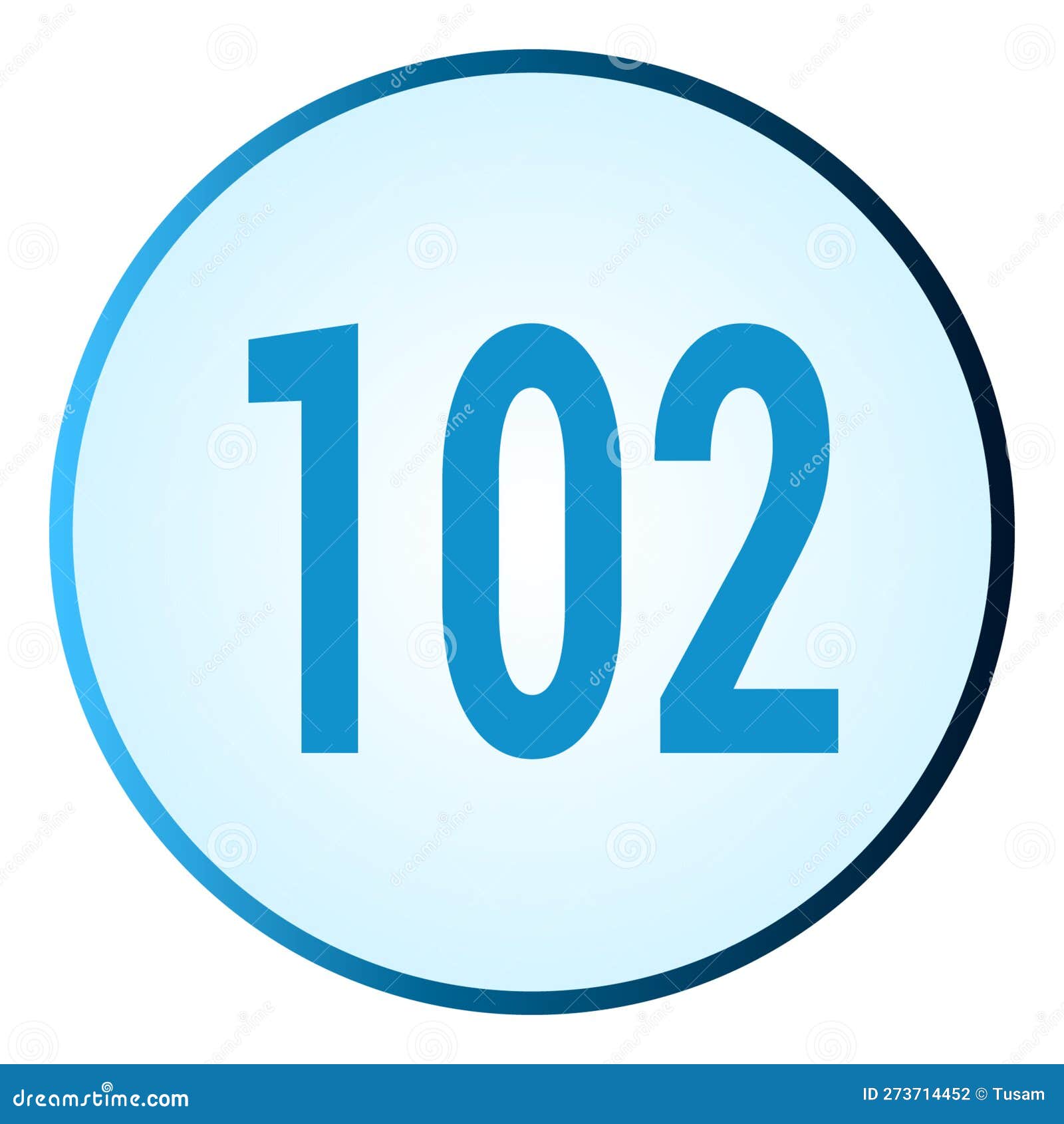 Number 102 Symbol or Logo with Round Frame in Blue Gradient Color Stock ...