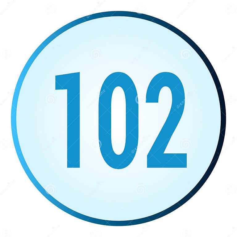 Number 102 Symbol or Logo with Round Frame in Blue Gradient Color Stock ...