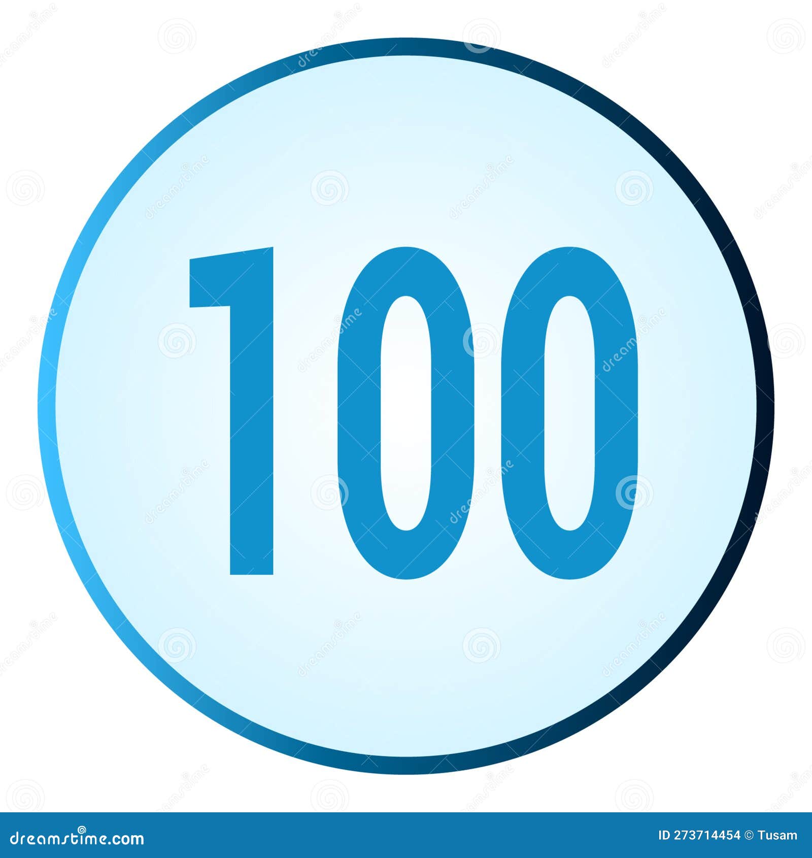 Number 100 Symbol or Logo with Round Frame in Blue Gradient Color Stock ...
