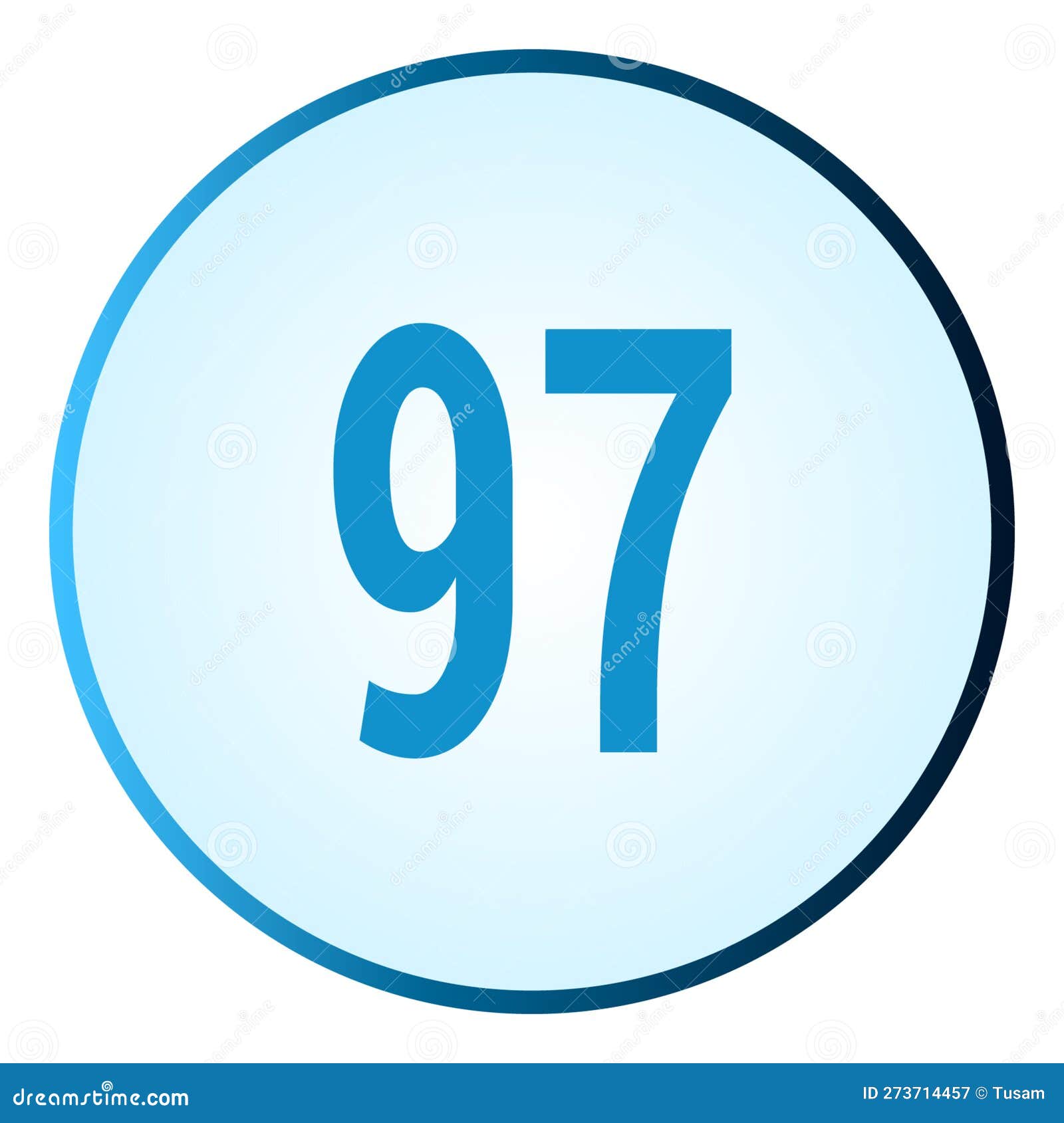 Number 97 Symbol or Logo with Round Frame in Blue Gradient Color Stock ...