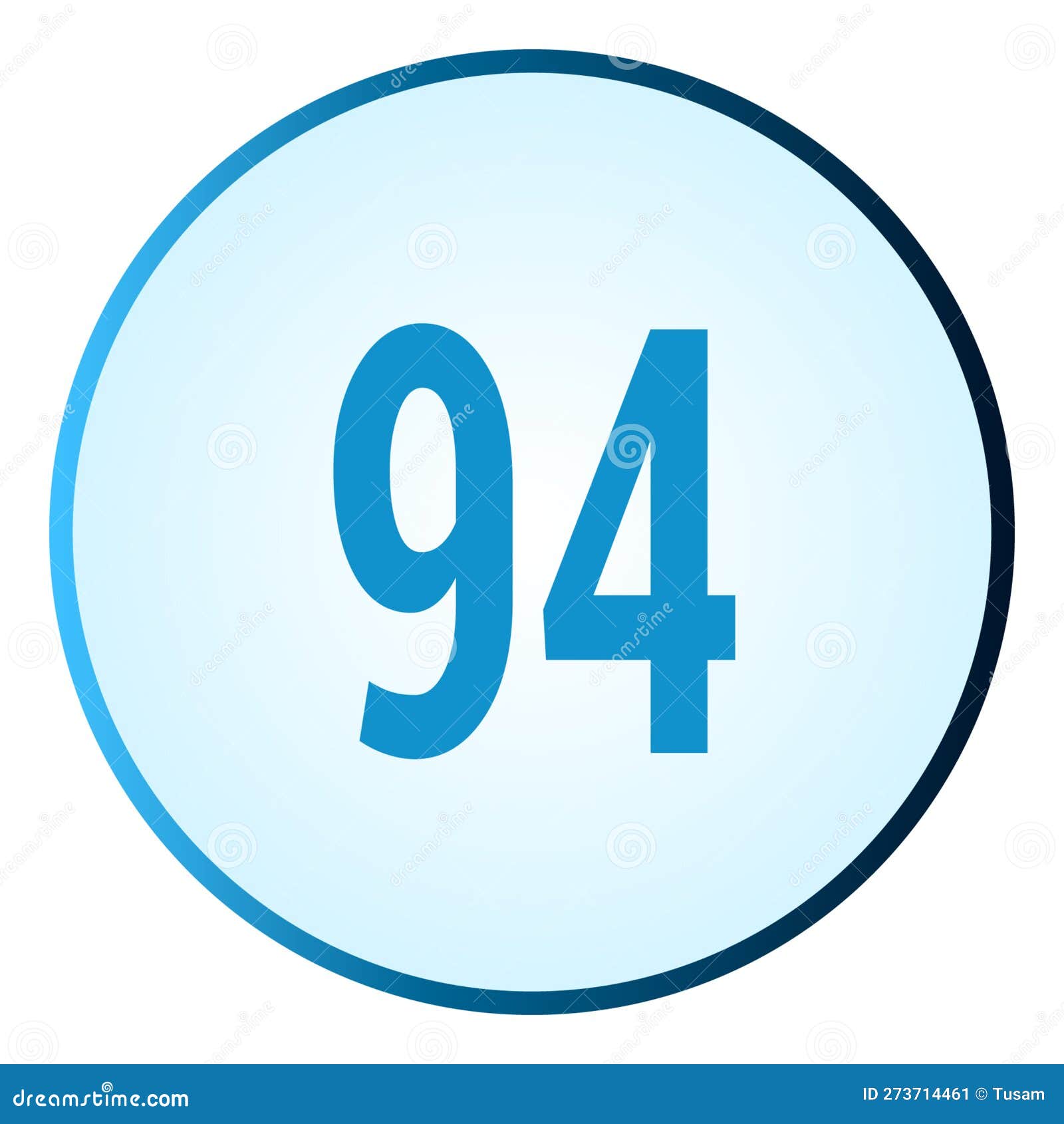 Number 94 Symbol or Logo with Round Frame in Blue Gradient Color Stock ...