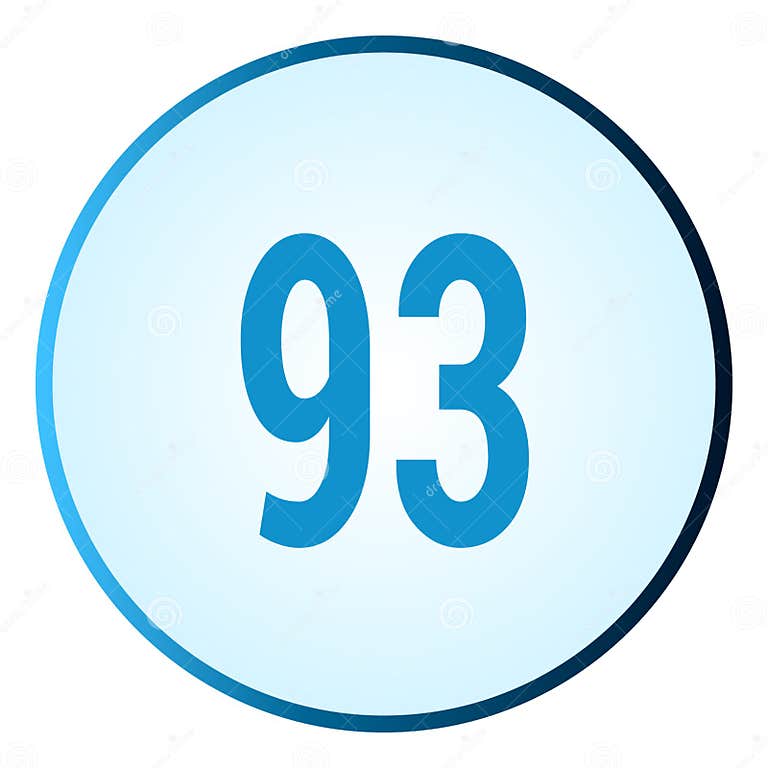 Number 93 Symbol or Logo with Round Frame in Blue Gradient Color Stock ...