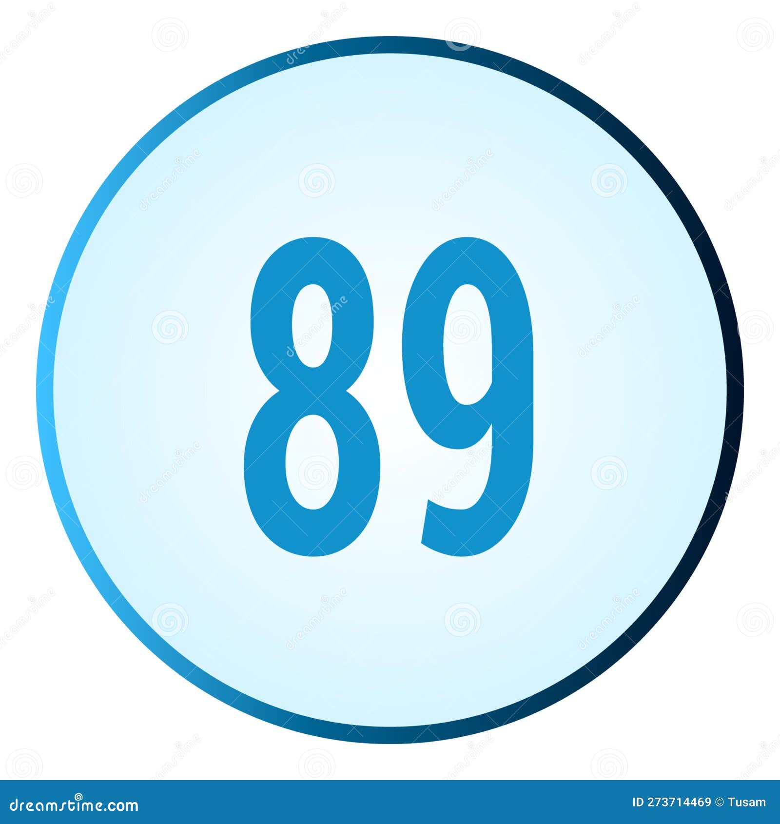 Number 89 Symbol or Logo with Round Frame in Blue Gradient Color Stock ...