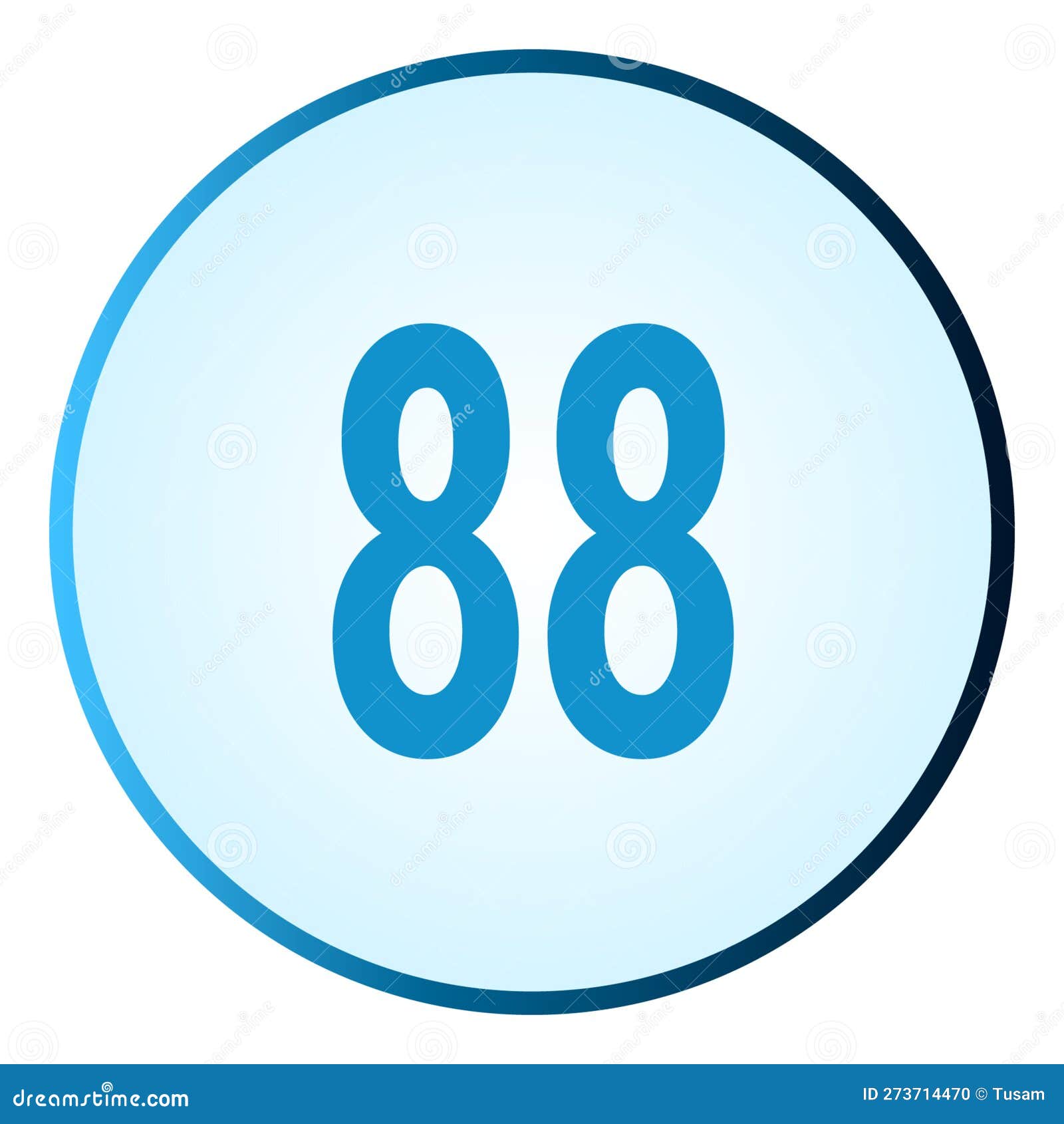 Number 88 Symbol or Logo with Round Frame in Blue Gradient Color Stock ...
