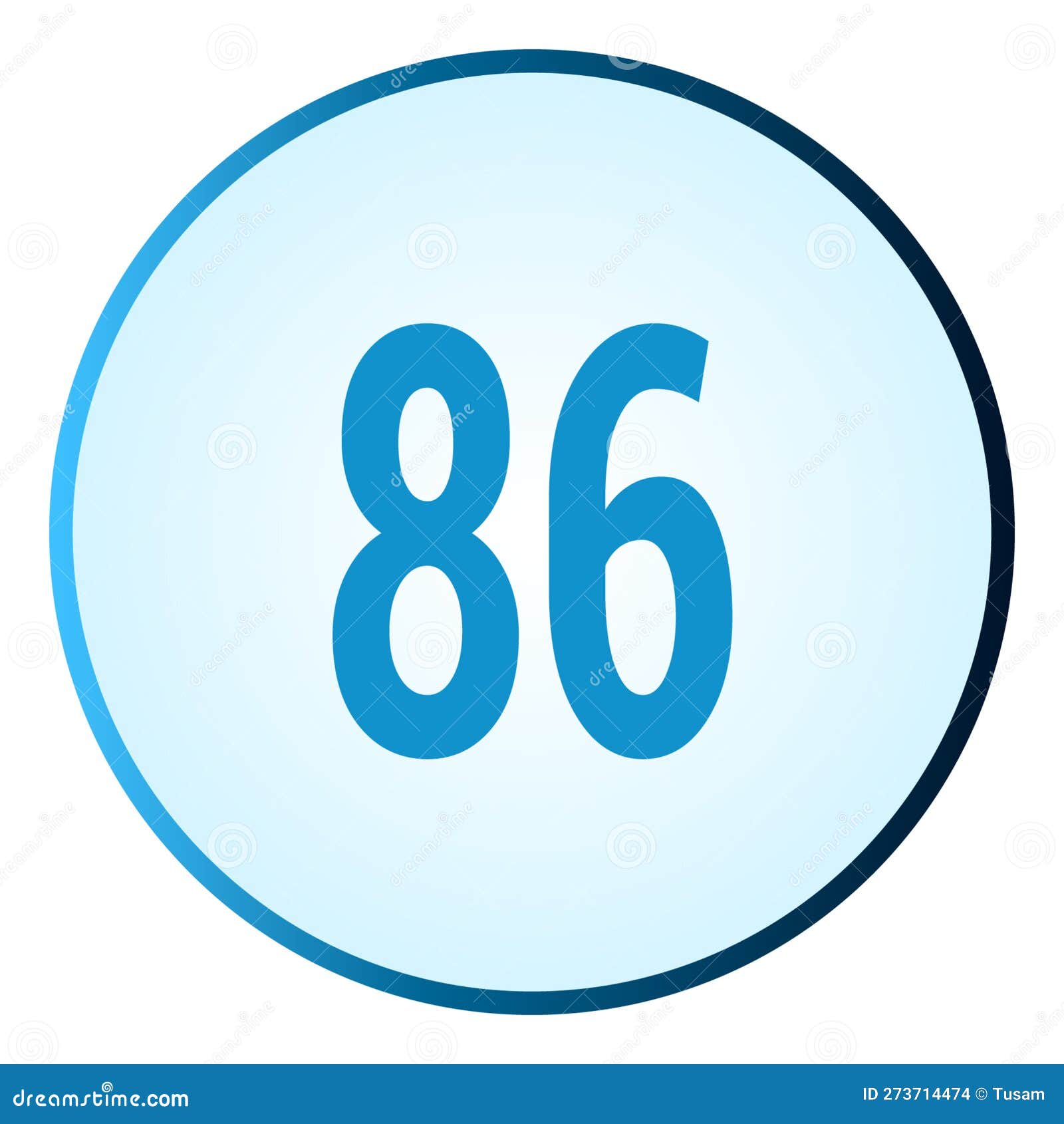 Number 86 Symbol or Logo with Round Frame in Blue Gradient Color Stock ...