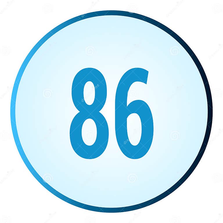 Number 86 Symbol or Logo with Round Frame in Blue Gradient Color Stock ...