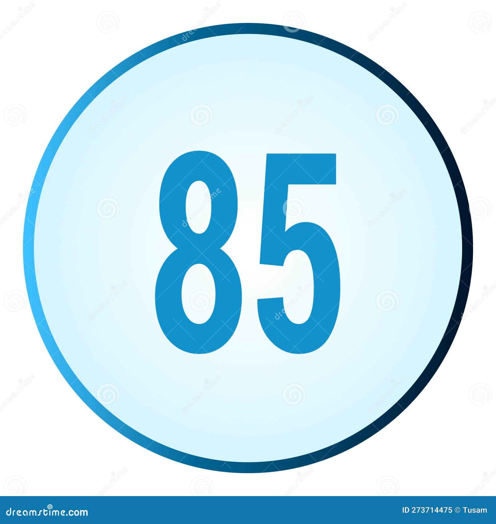 Number 85 Symbol or Logo with Round Frame in Blue Gradient Color Stock ...