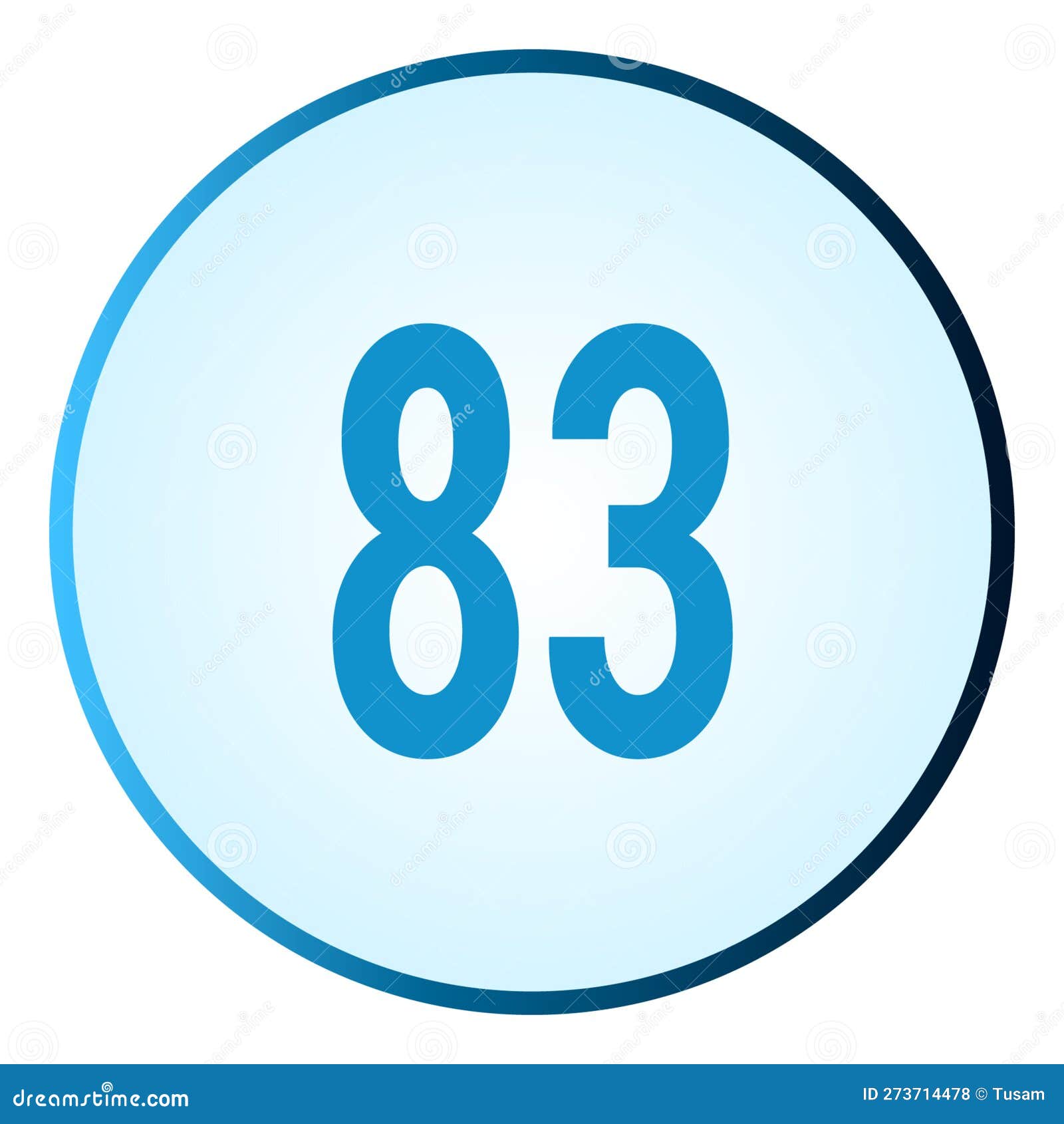 Number 83 Symbol or Logo with Round Frame in Blue Gradient Color Stock ...