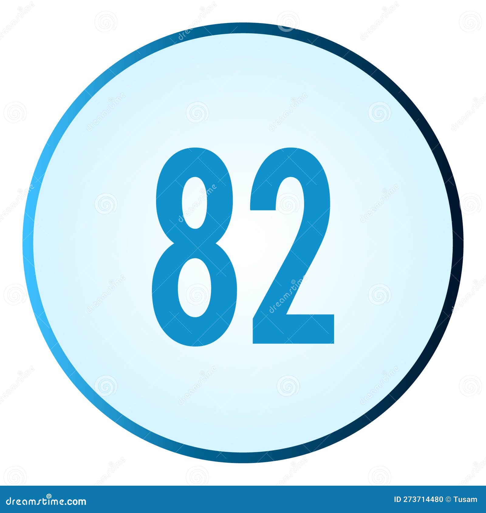 Number 82 Symbol or Logo with Round Frame in Blue Gradient Color Stock ...