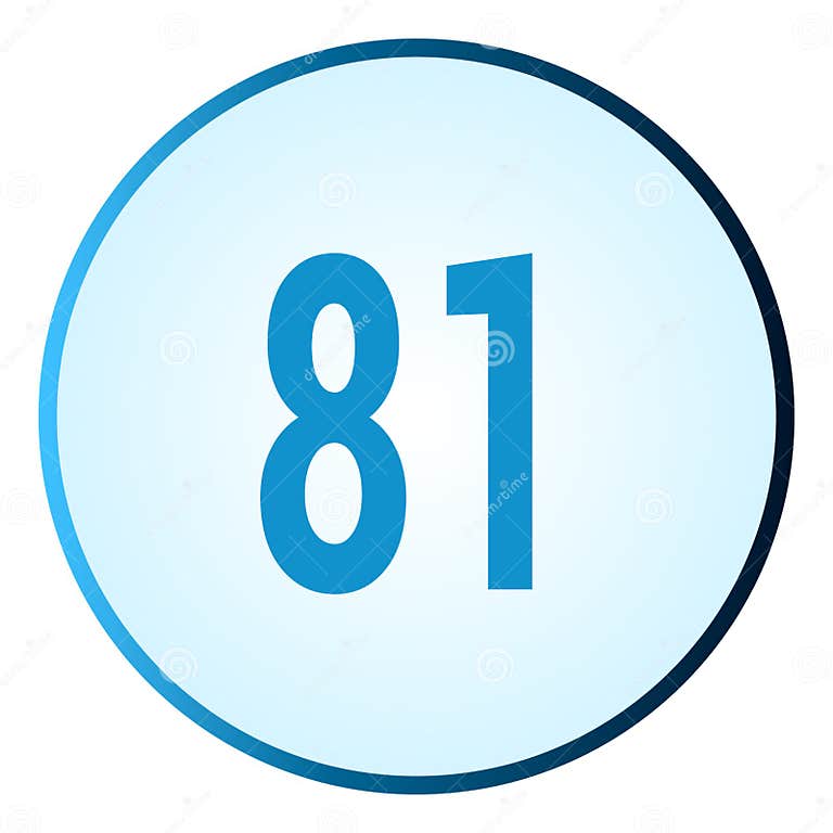 Number 81 Symbol or Logo with Round Frame in Blue Gradient Color Stock ...