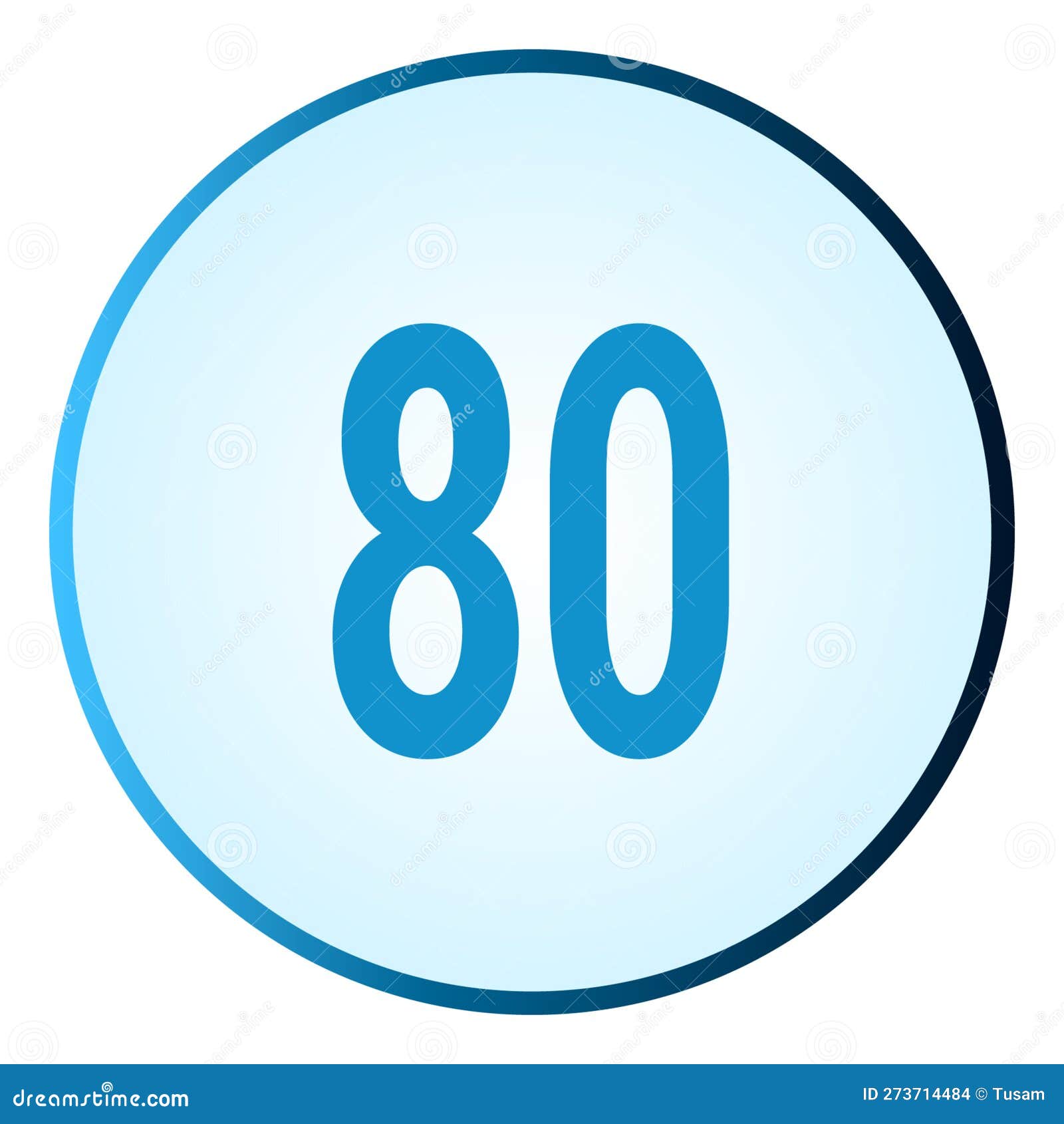 Number 80 Symbol or Logo with Round Frame in Blue Gradient Color Stock ...