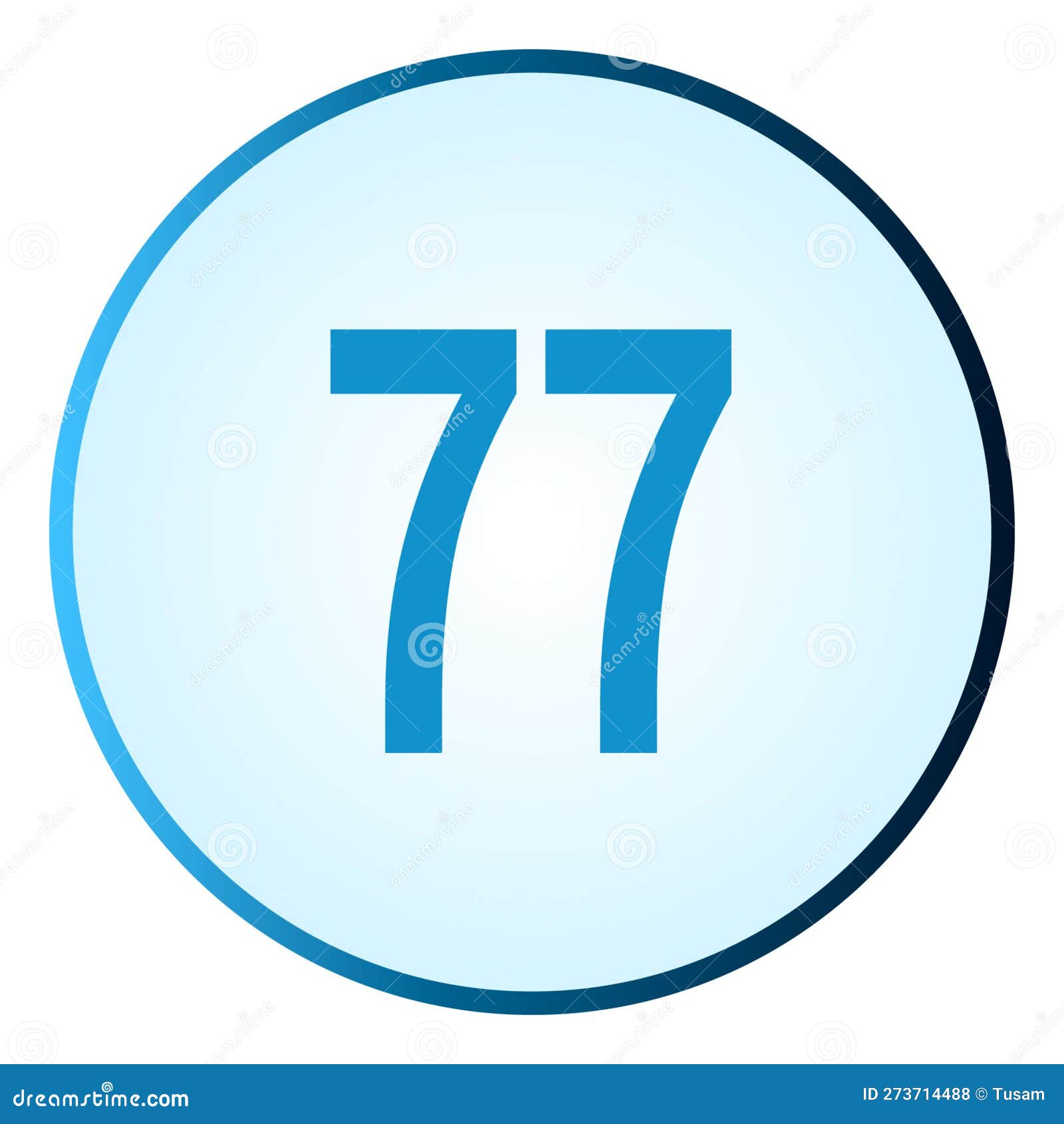 Number 77symbol Or Logo With Round Frame In Blue Gradient Color Vector ...