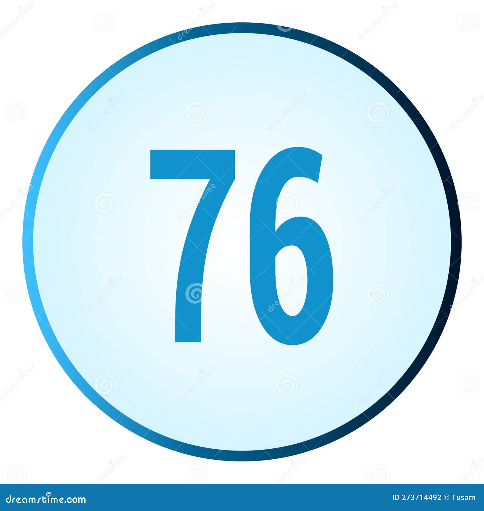 Number 76 Symbol or Logo with Round Frame in Blue Gradient Color Stock ...
