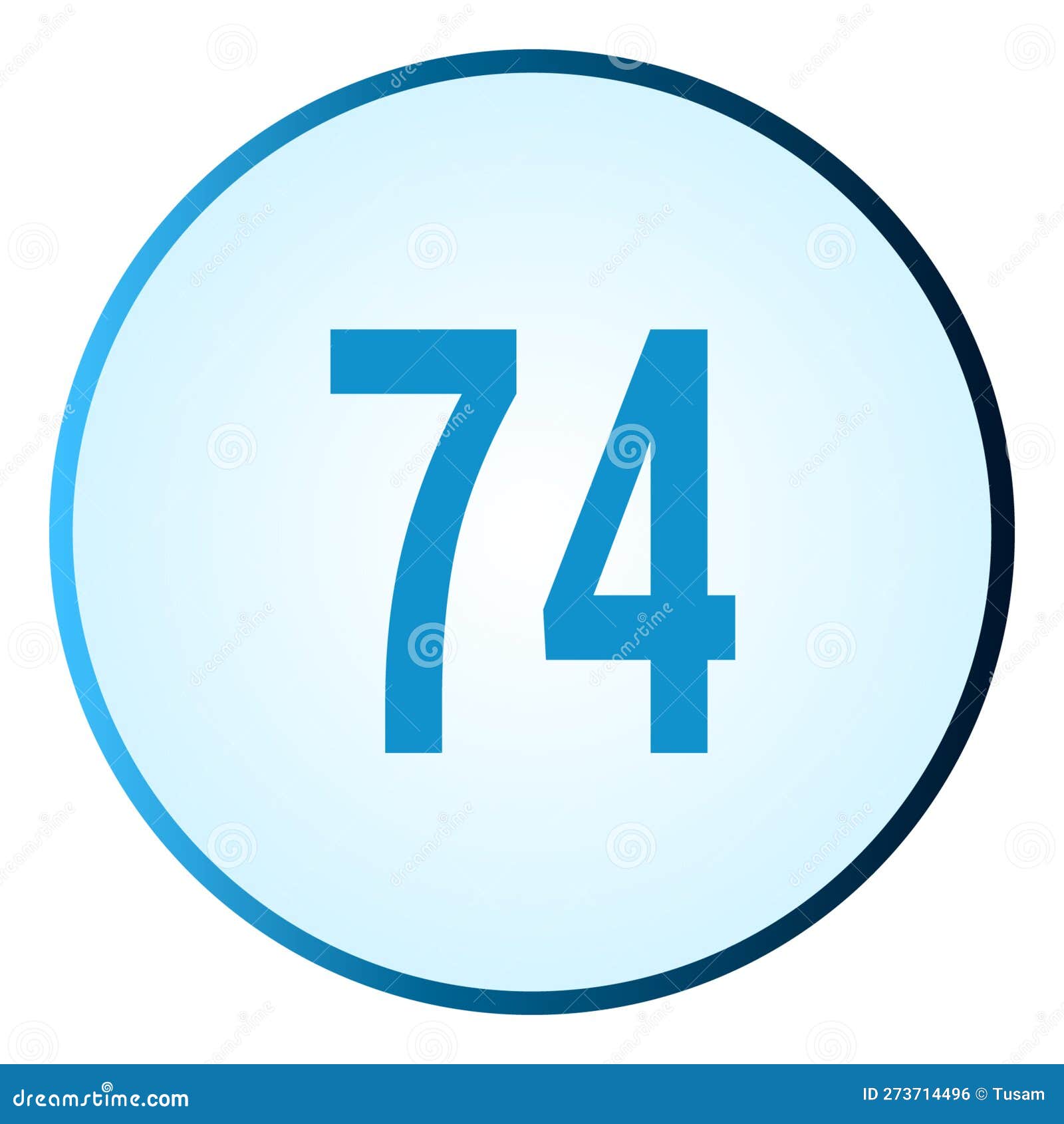 Number 74 Symbol or Logo with Round Frame in Blue Gradient Color Stock ...