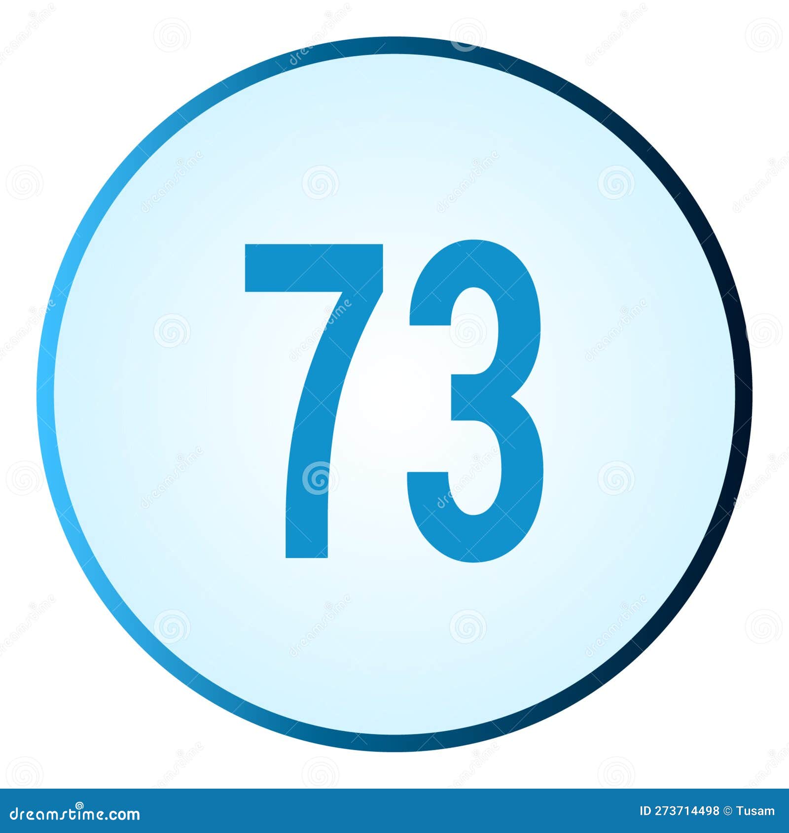 Number 73 Symbol or Logo with Round Frame in Blue Gradient Color Stock ...