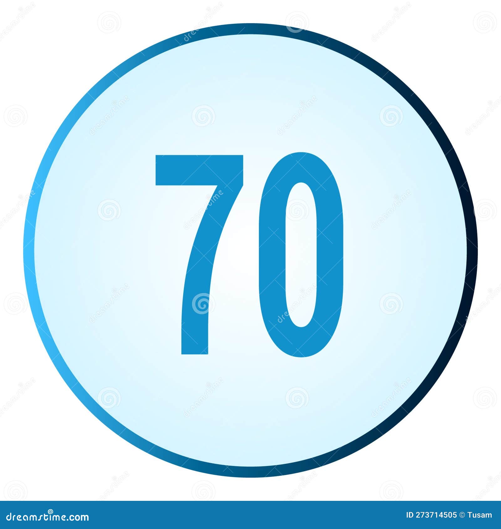 Number 70 Symbol or Logo with Round Frame in Blue Gradient Color Stock ...