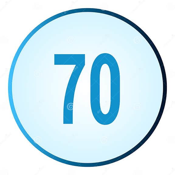Number 70 Symbol or Logo with Round Frame in Blue Gradient Color Stock ...