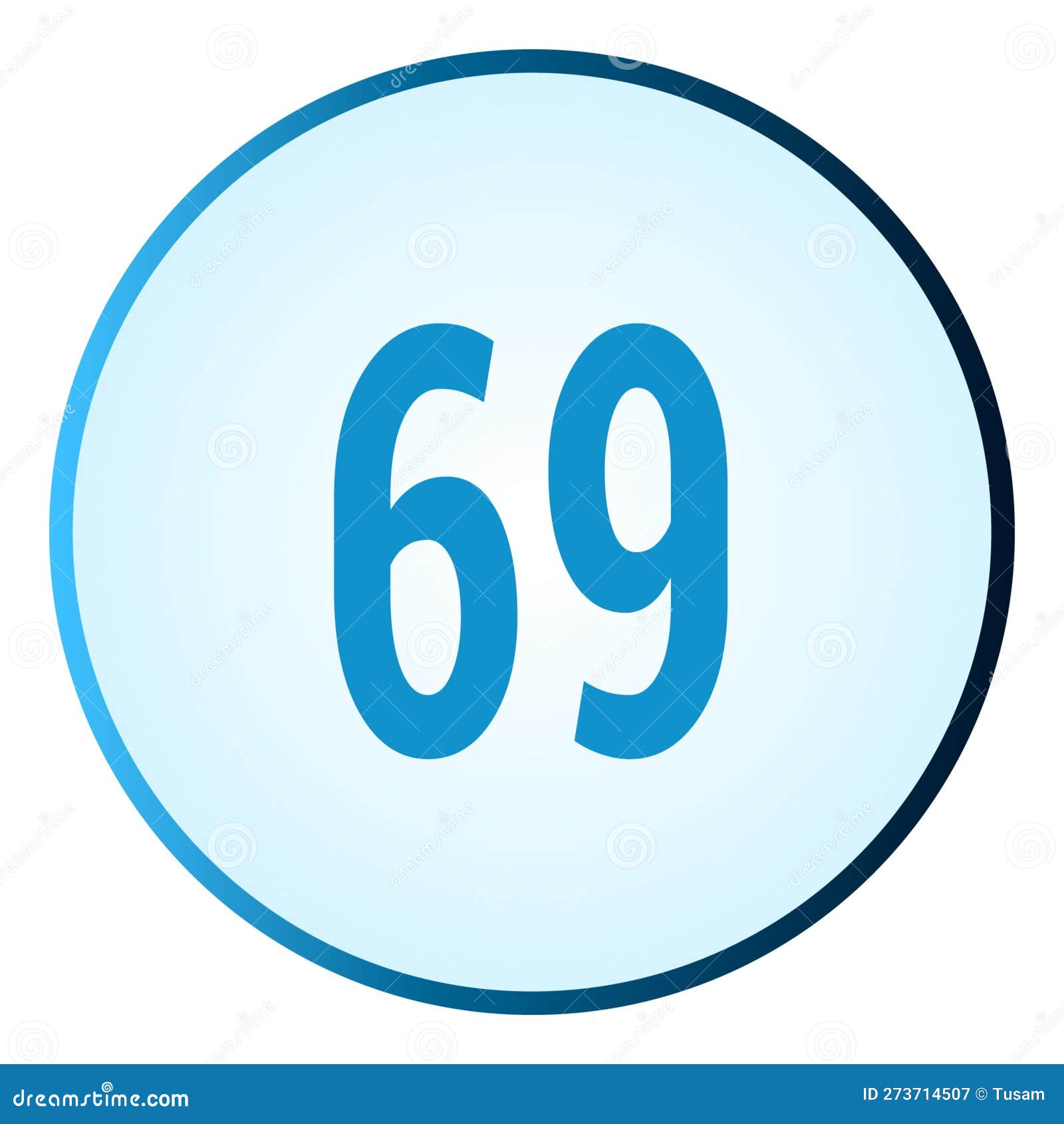 Number 69 Symbol or Logo with Round Frame in Blue Gradient Color Stock ...