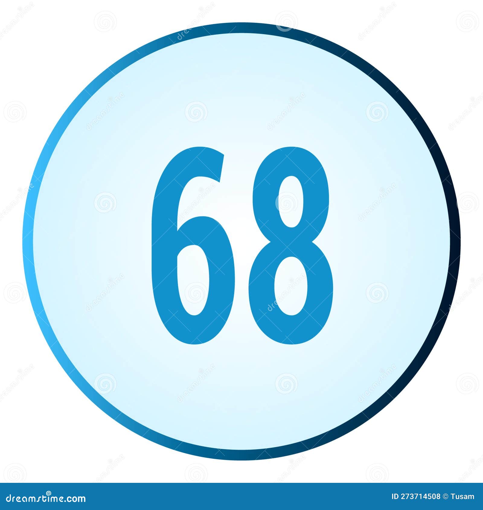 Number 68 Symbol or Logo with Round Frame in Blue Gradient Color Stock ...